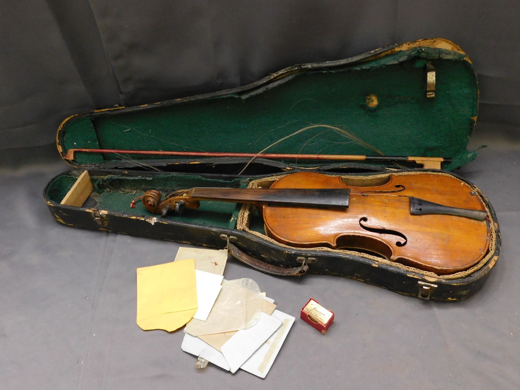 Vintage Antique Wooden Violin in Case (rough)
