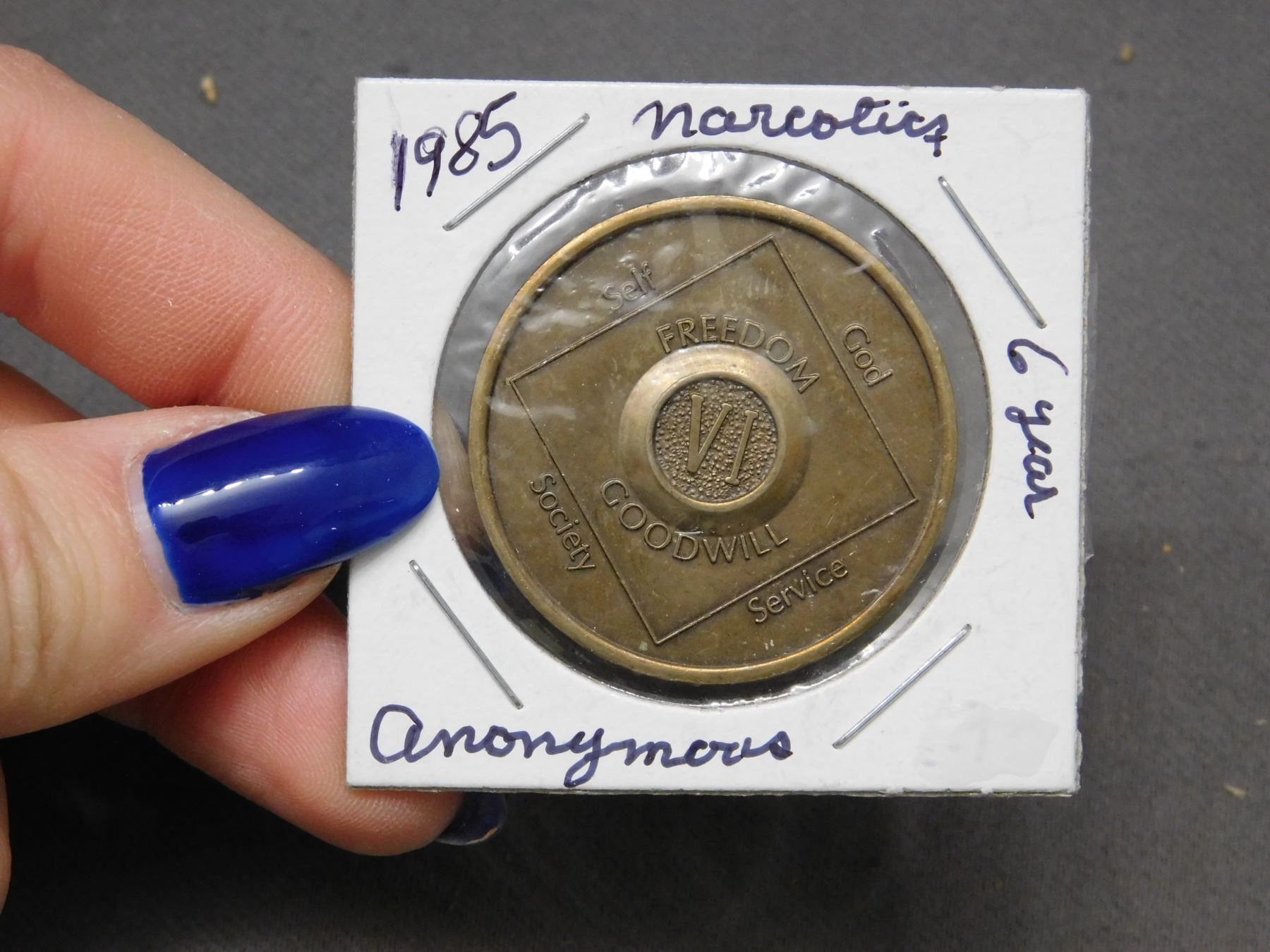 1985 Narcotics Anonymous Freedom Goodwill 6 Years Medallion