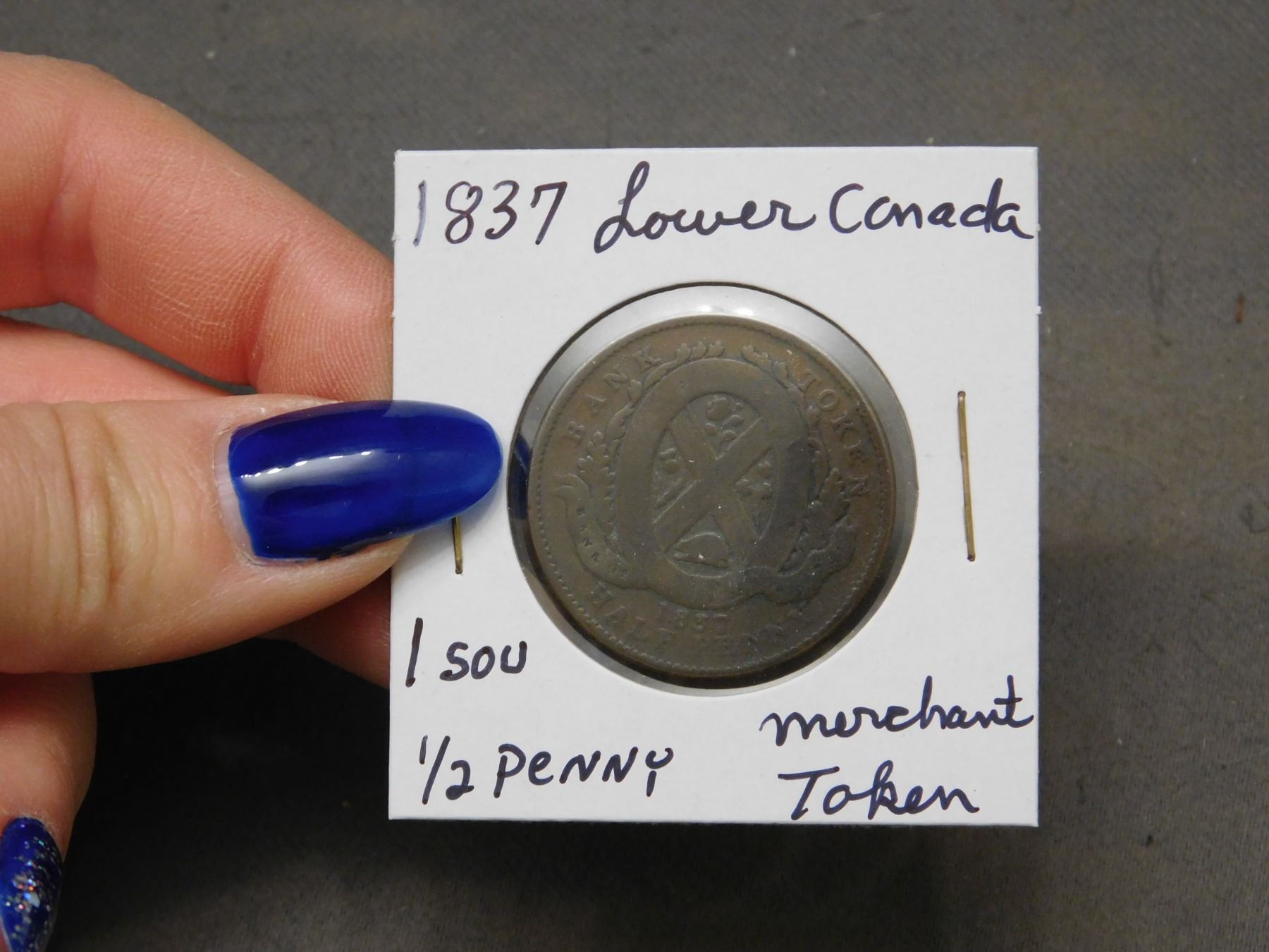 1837 Lower Canada 1/2 Penny Merchant Token