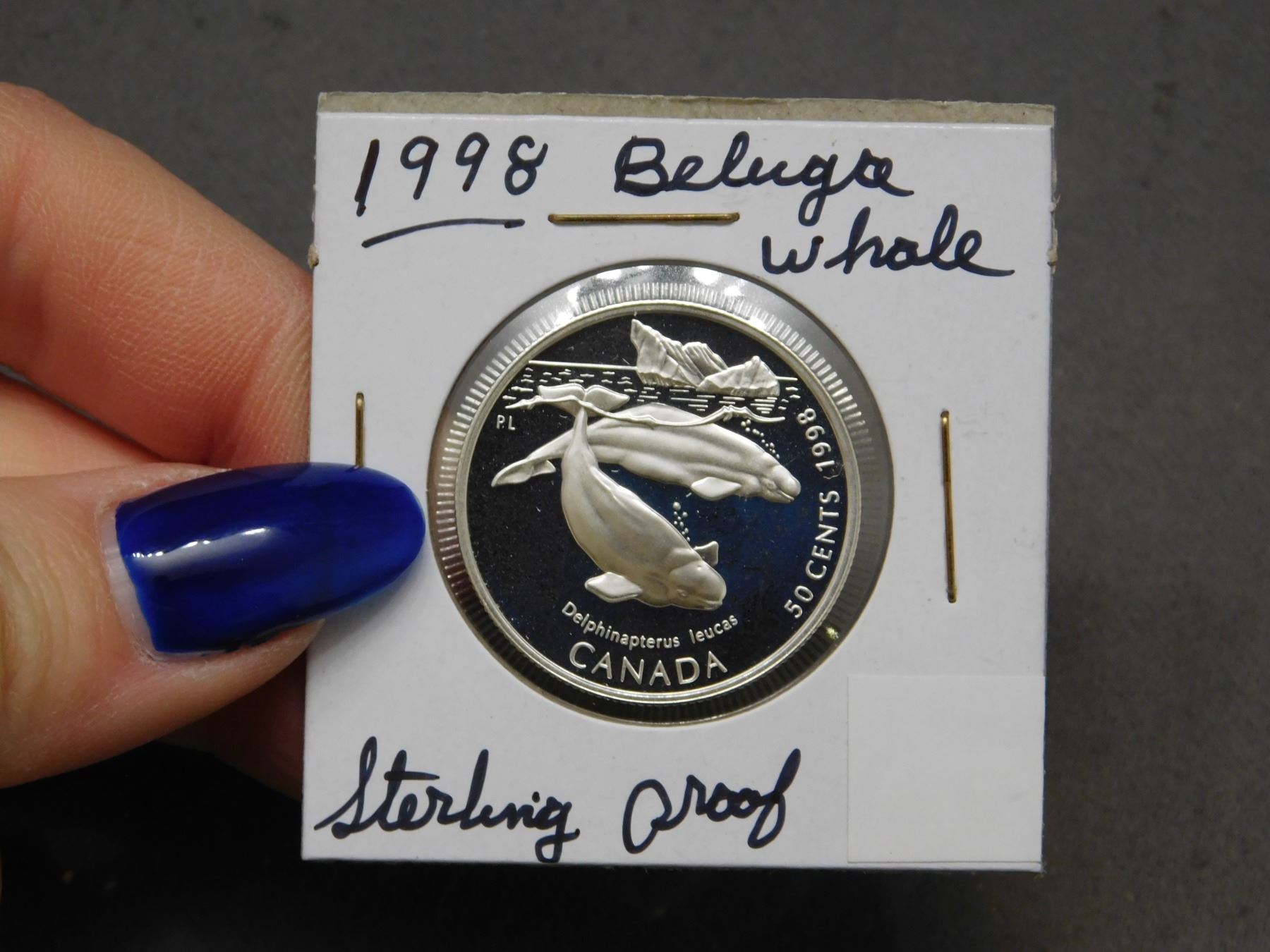 1998 Mint Canada Sterling Silver Beluga Whales 50 cents
