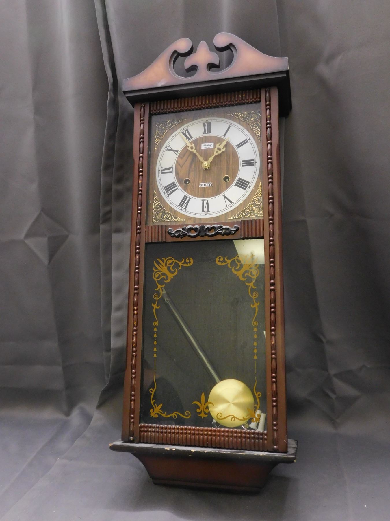 Fisher 31 Day Pendulum Clock w Key and Pendulum
