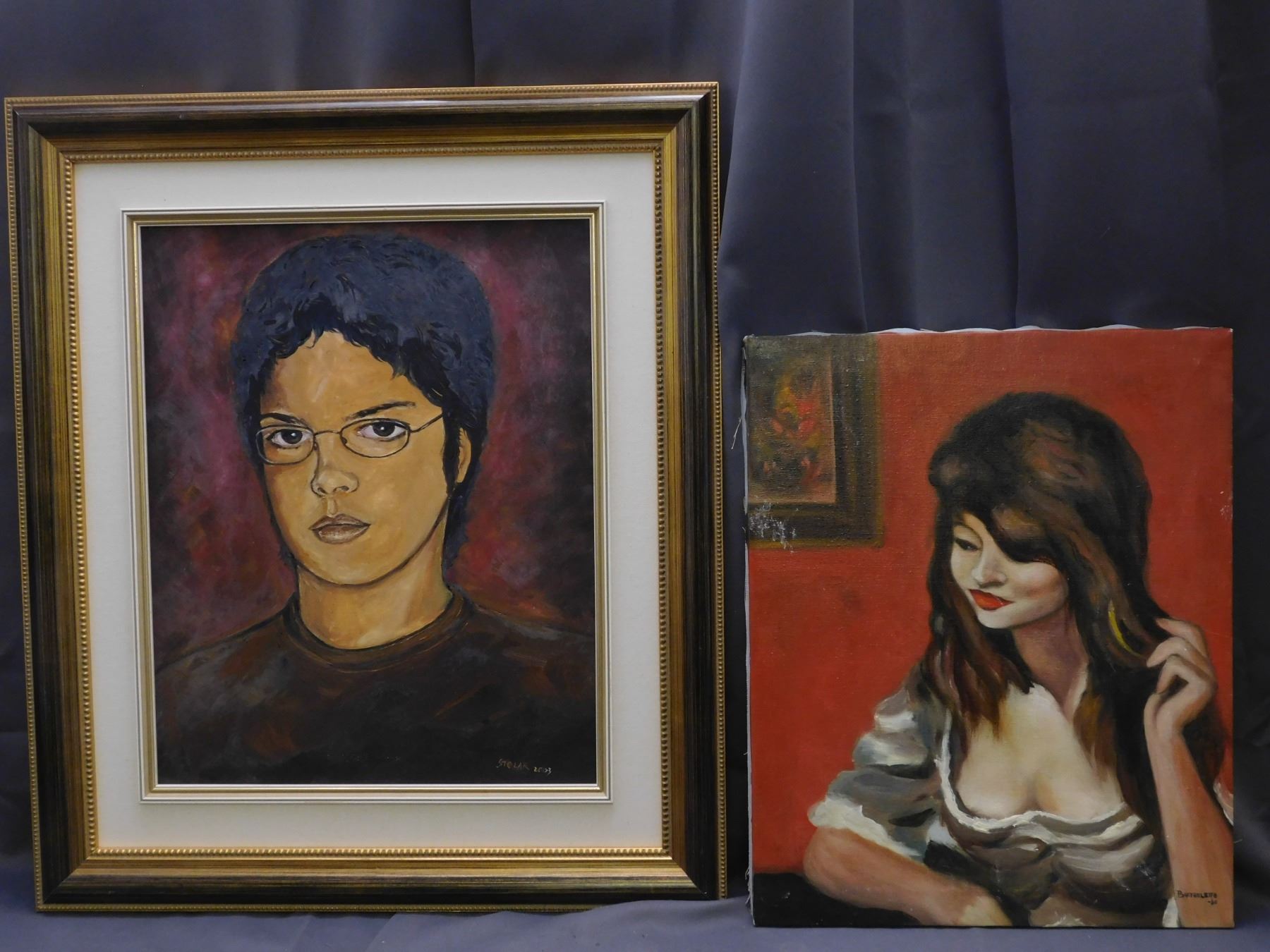 Lot of 2 Paintings / Portraits 1 Framed