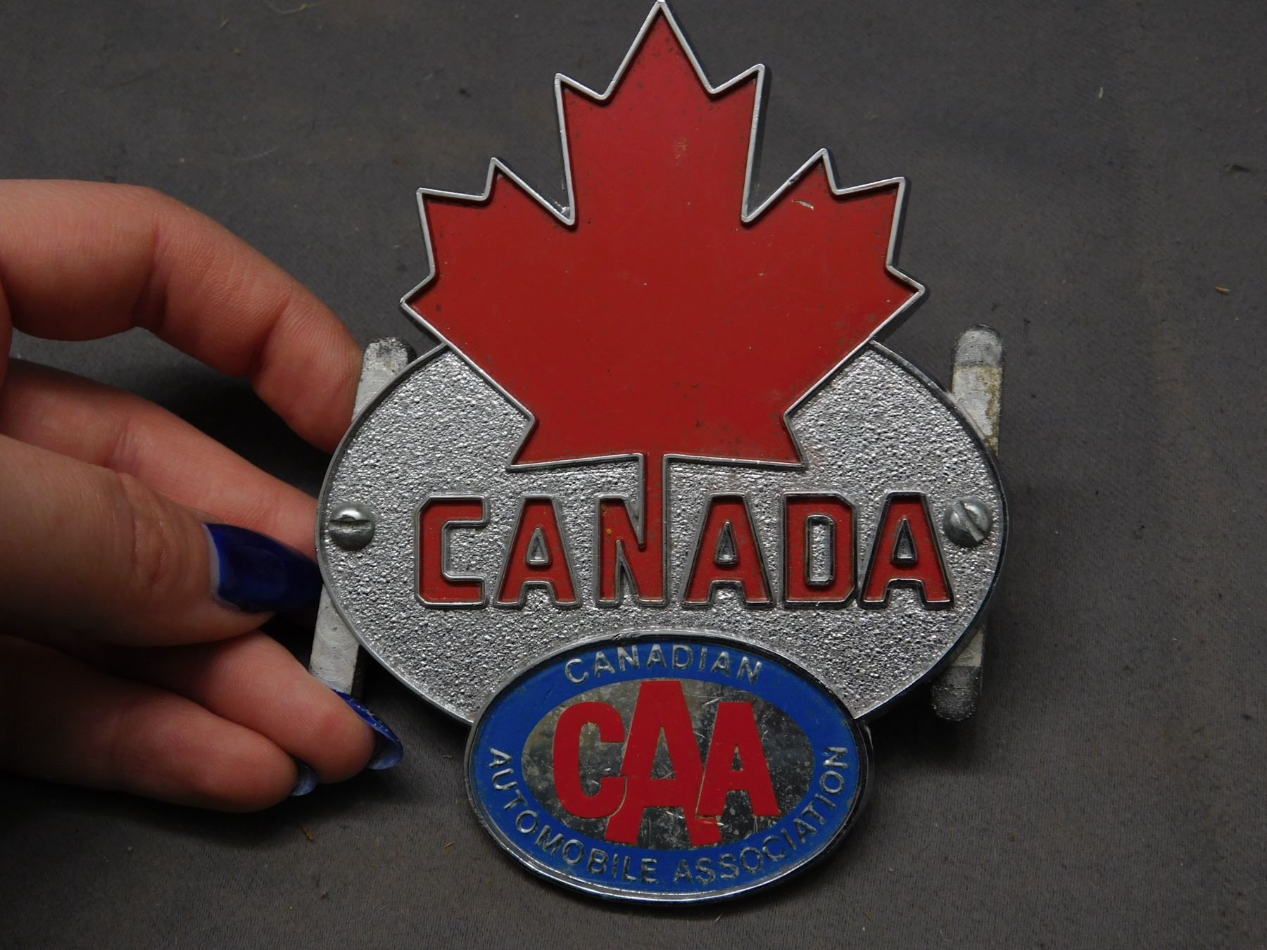 Vintage Canada CAA Metal Car Badge Emblem