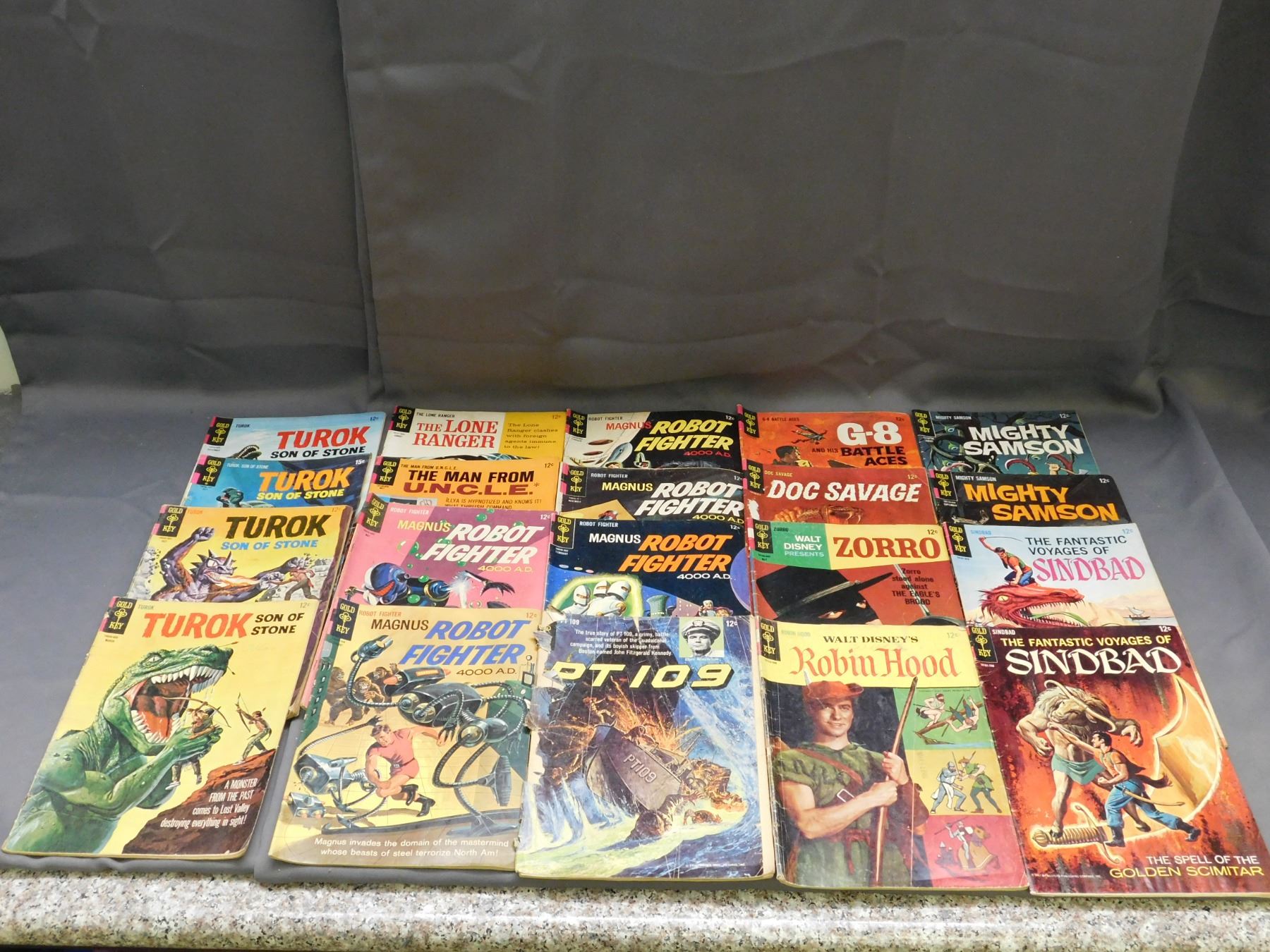 Lot of 20 Vintage Gold Key 12c Comics Zorro, Robot Fighter, Mighty ...