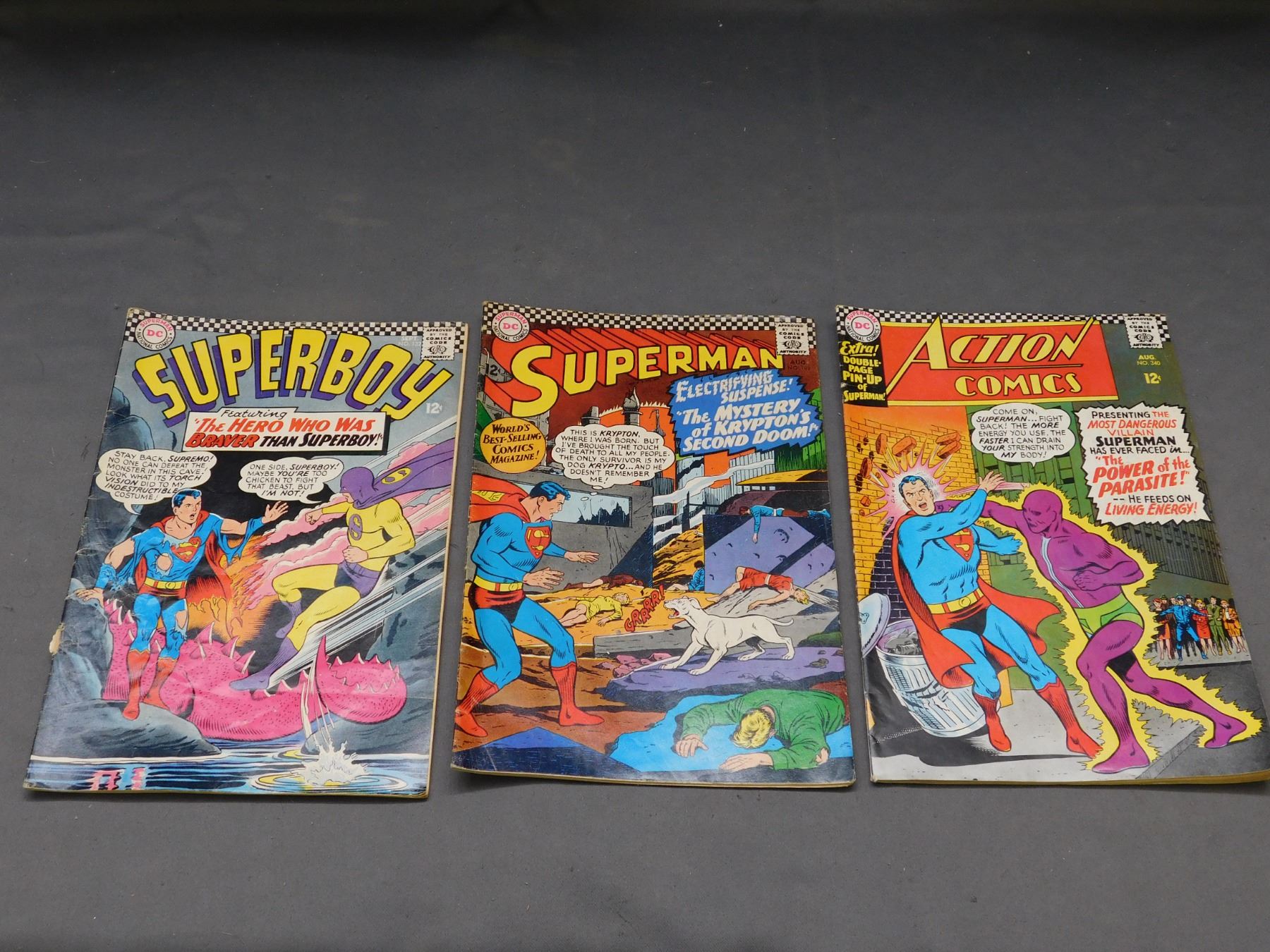 Lot of 3 Vintage 12c Comics Action Comics #340, Superman 189 and ...