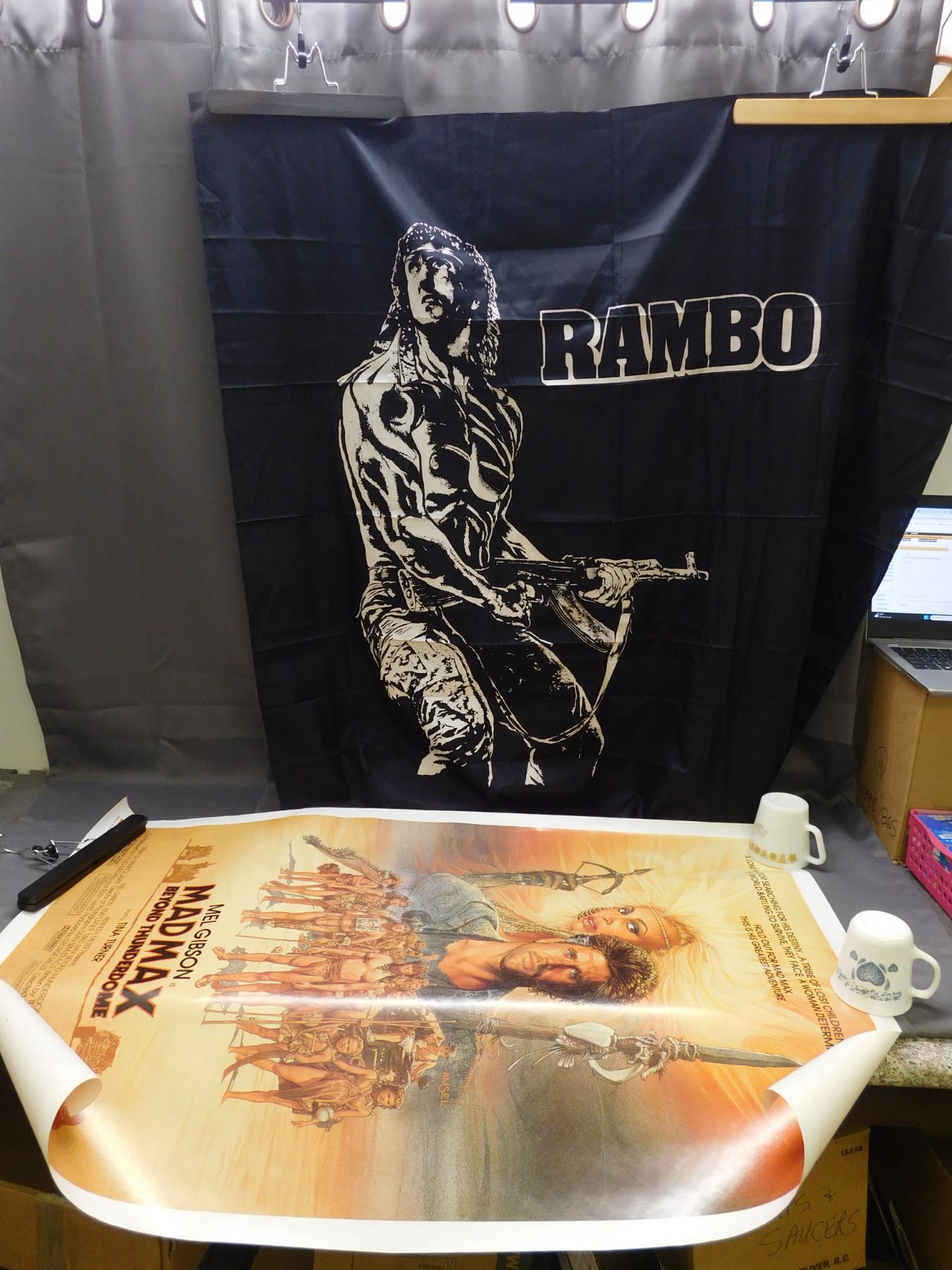 Lot of RAMBO flag & Mad Max Movie Poster