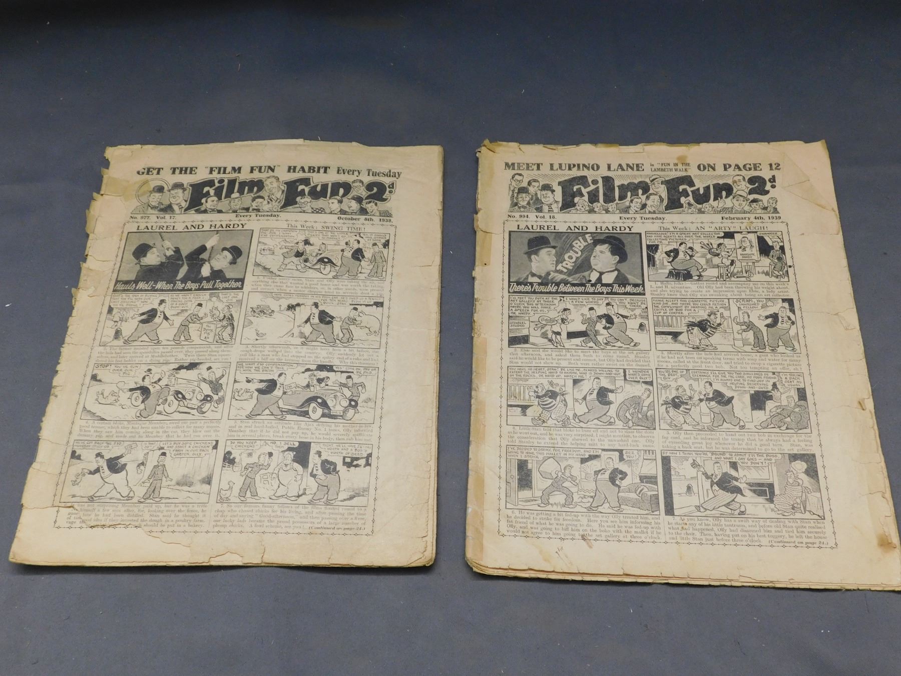 Lot of 2 Film Fun Magazines 1938, 1939 Newspaper Comics