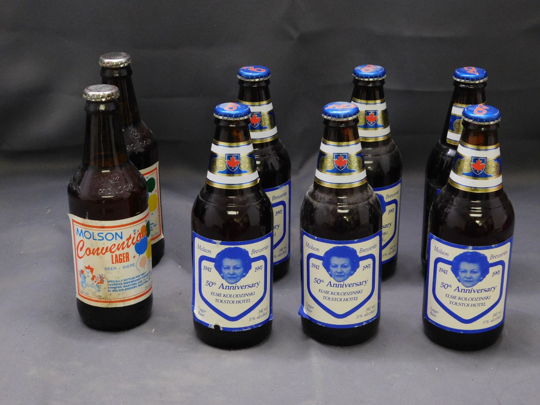 Lot of 8 Vintage Molson Private Label Beer Bottles 50th anniv Tolstoi ...