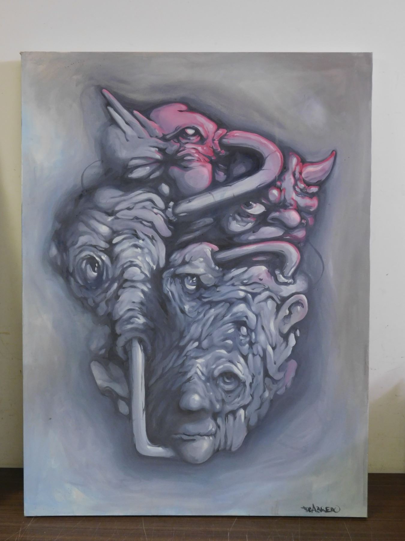 30" x 40" Body Horror Canvas Painting Original Artist Signe