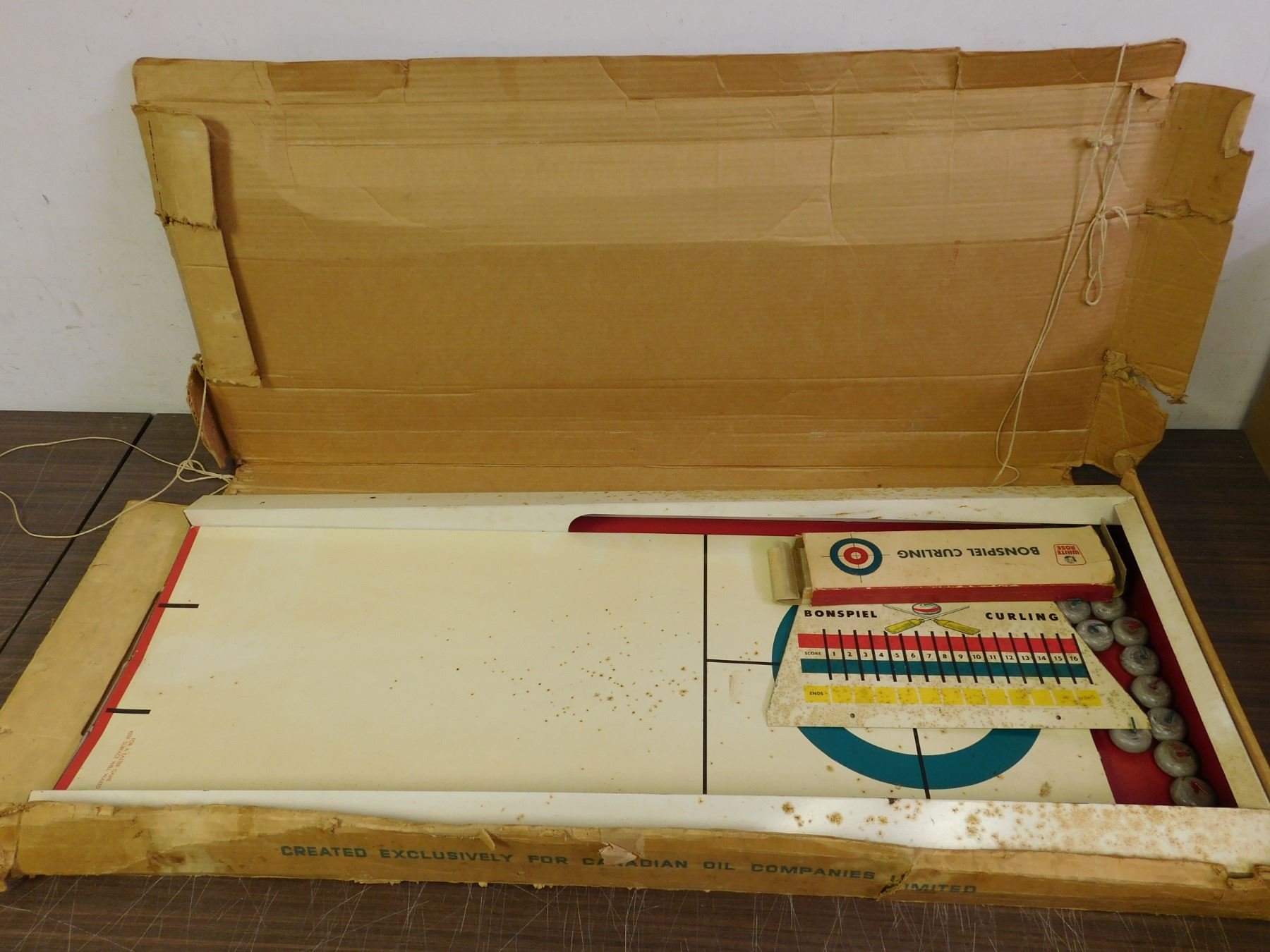Vintage White Rose Oil Promo circa 60s Bonspiel Curling Tabletop ...