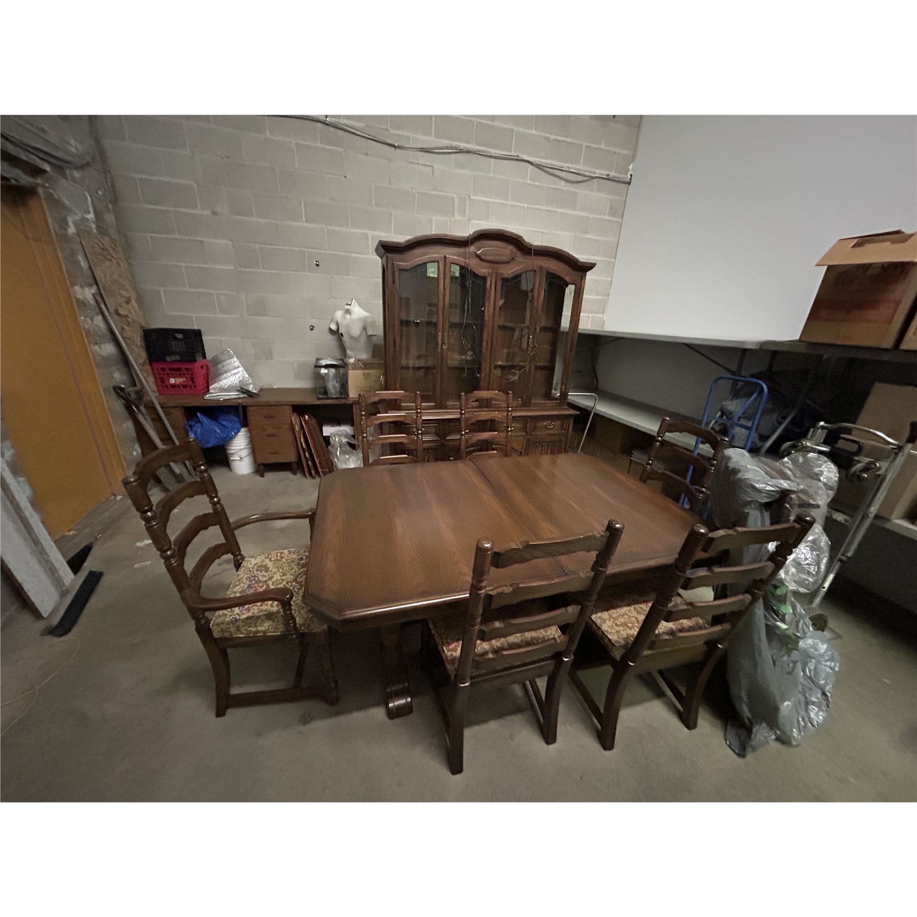 Country Oak Knechtel Vintage Dining Suite Table with 6 Chairs, 2 Leafs ...