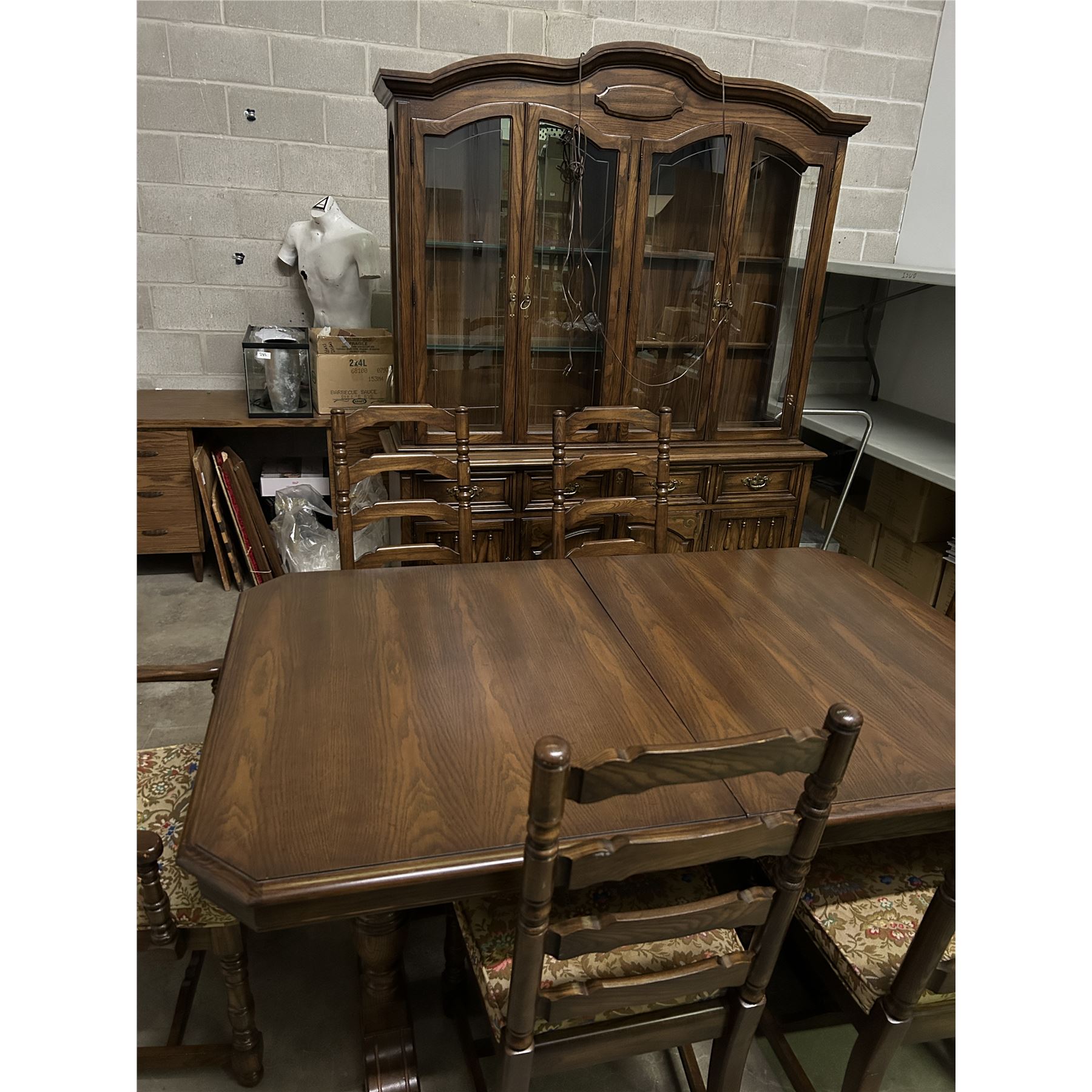Country Oak Knechtel Vintage Dining Suite Table with 6 Chairs, 2 Leafs ...