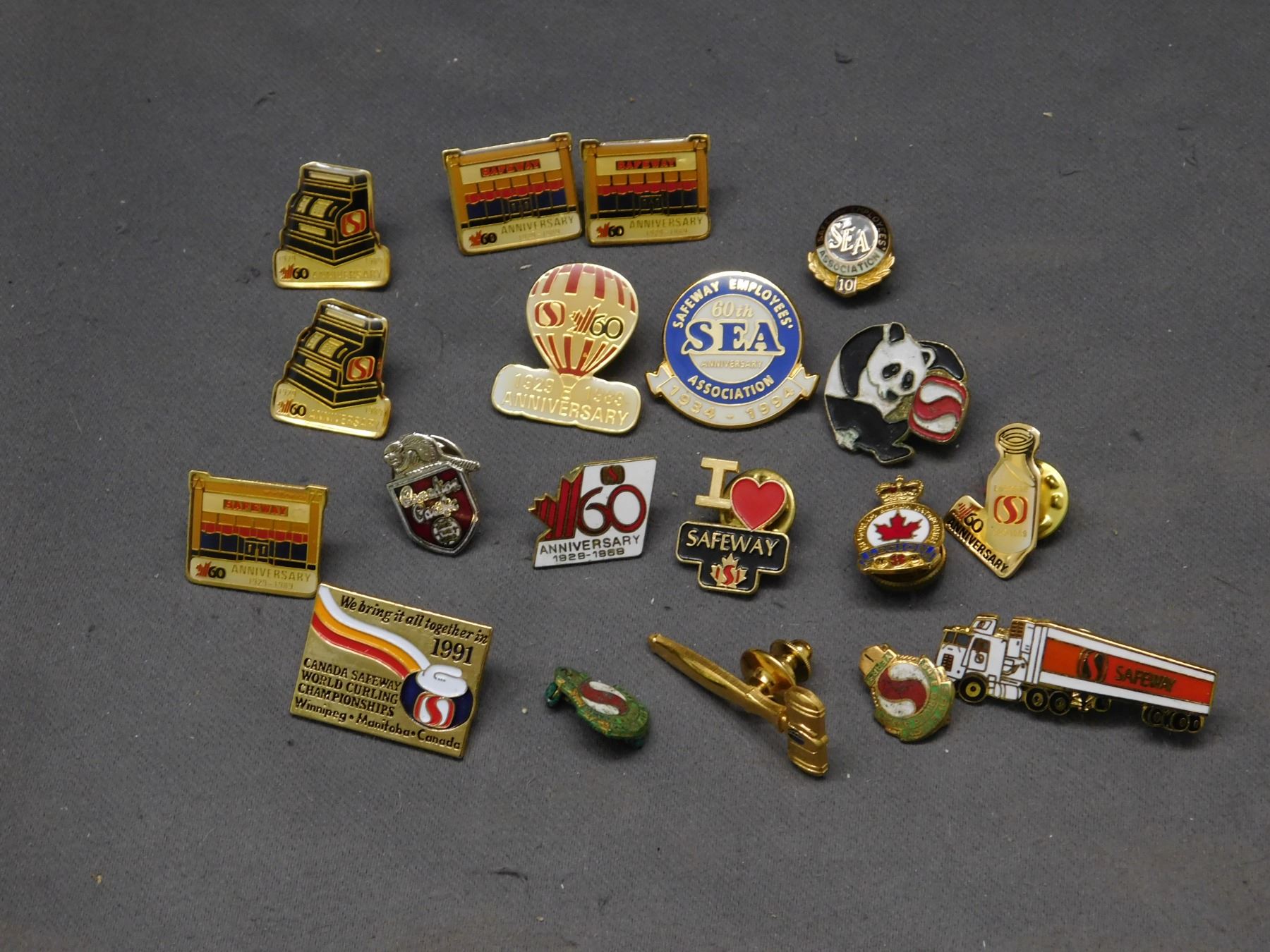 Lot of Vintage Safeway, Anniversary Pins Canadiana