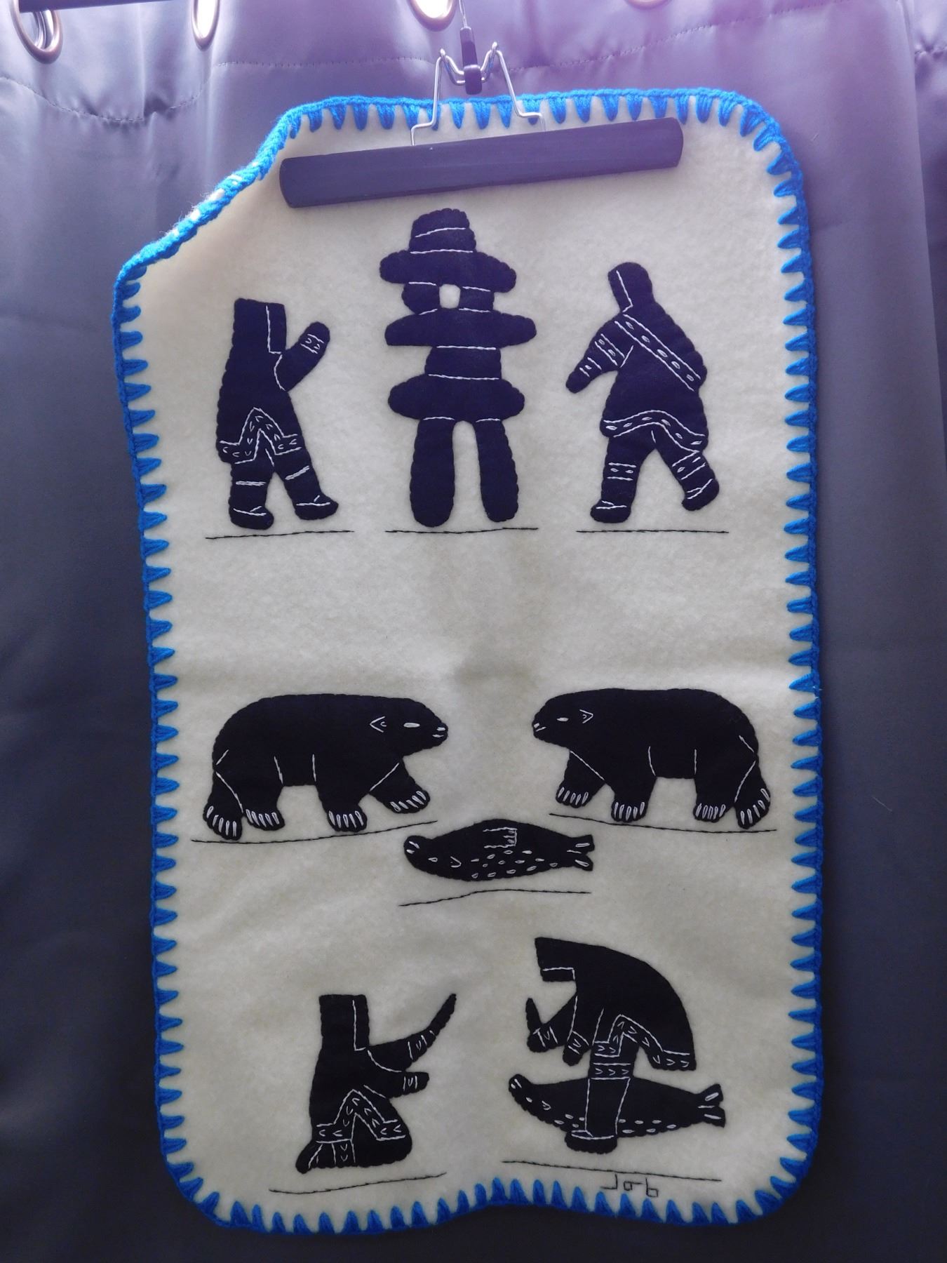 Inuit Handmade Artist Signed Wall Hanging Tapestry