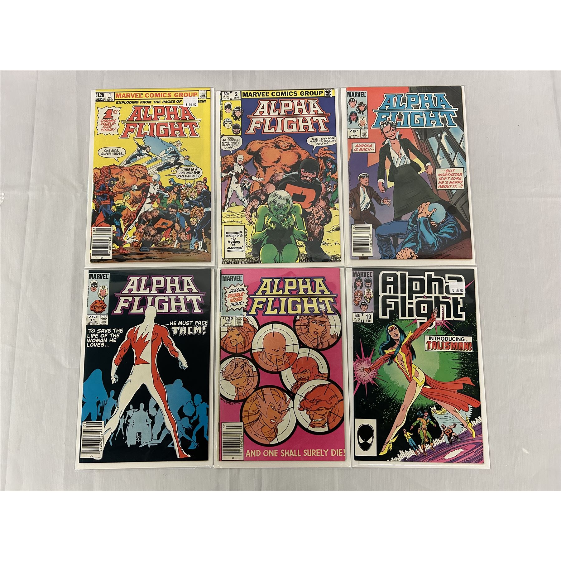 Lot of 6 Alpha Flight Comics #1, 2, 7, 11, 12, 19