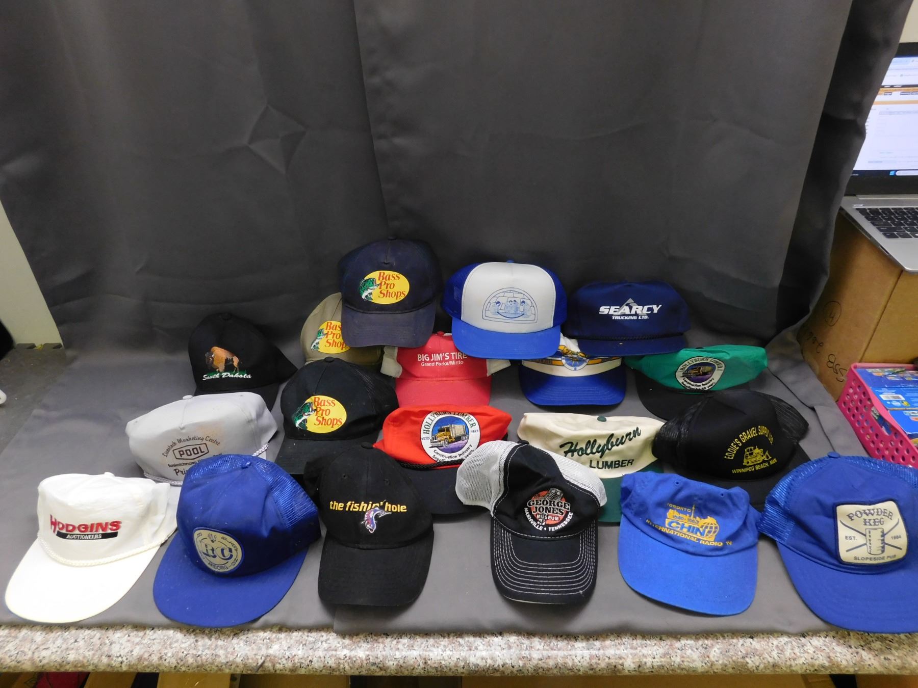 Lot of 19 Baseball Caps Snap Backs Trucker Hats Advertising, Company, etc