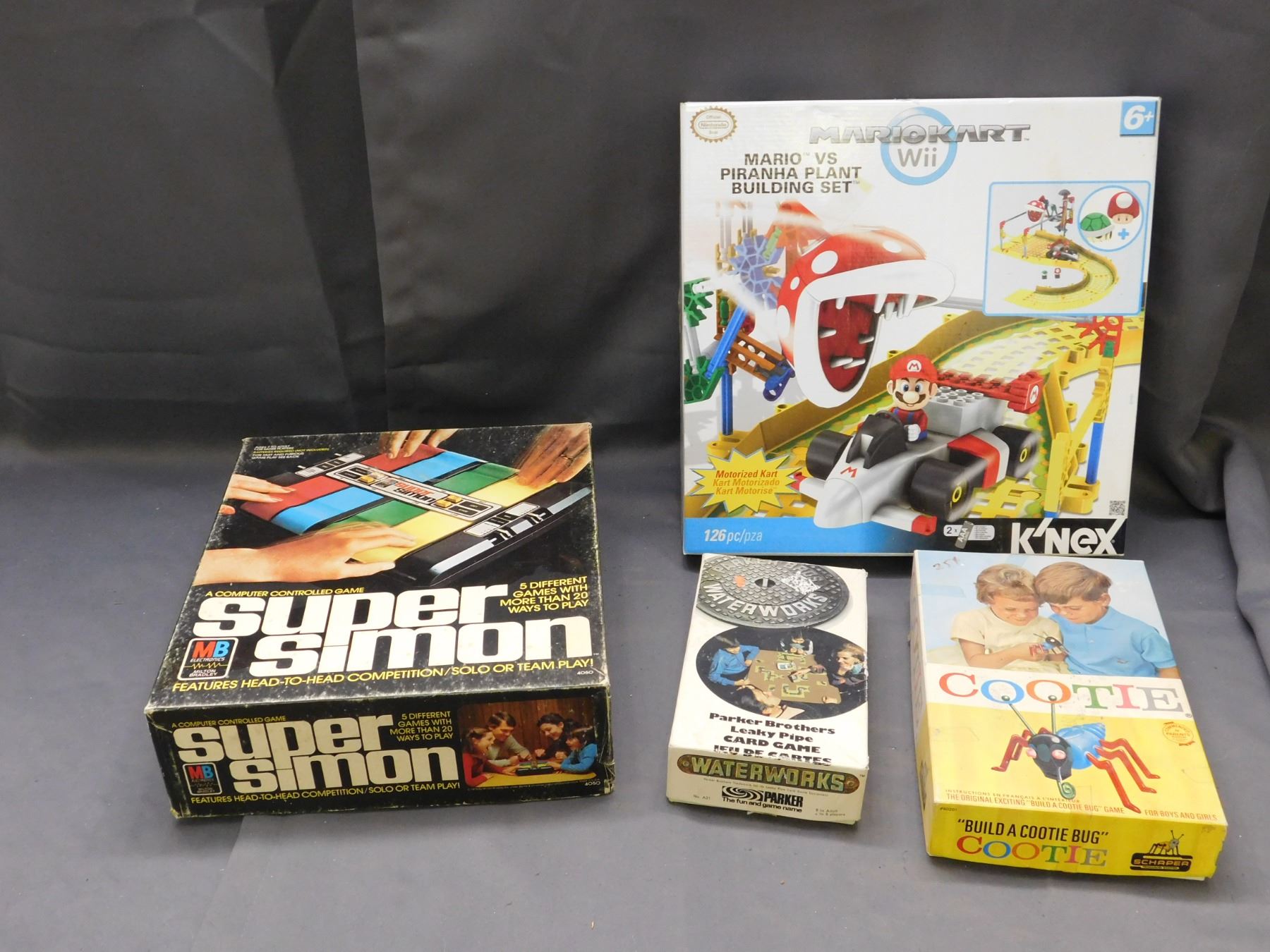 Lot of 4 Board Games Mario Kart Wii Building Set, Cootie Bug Game ...
