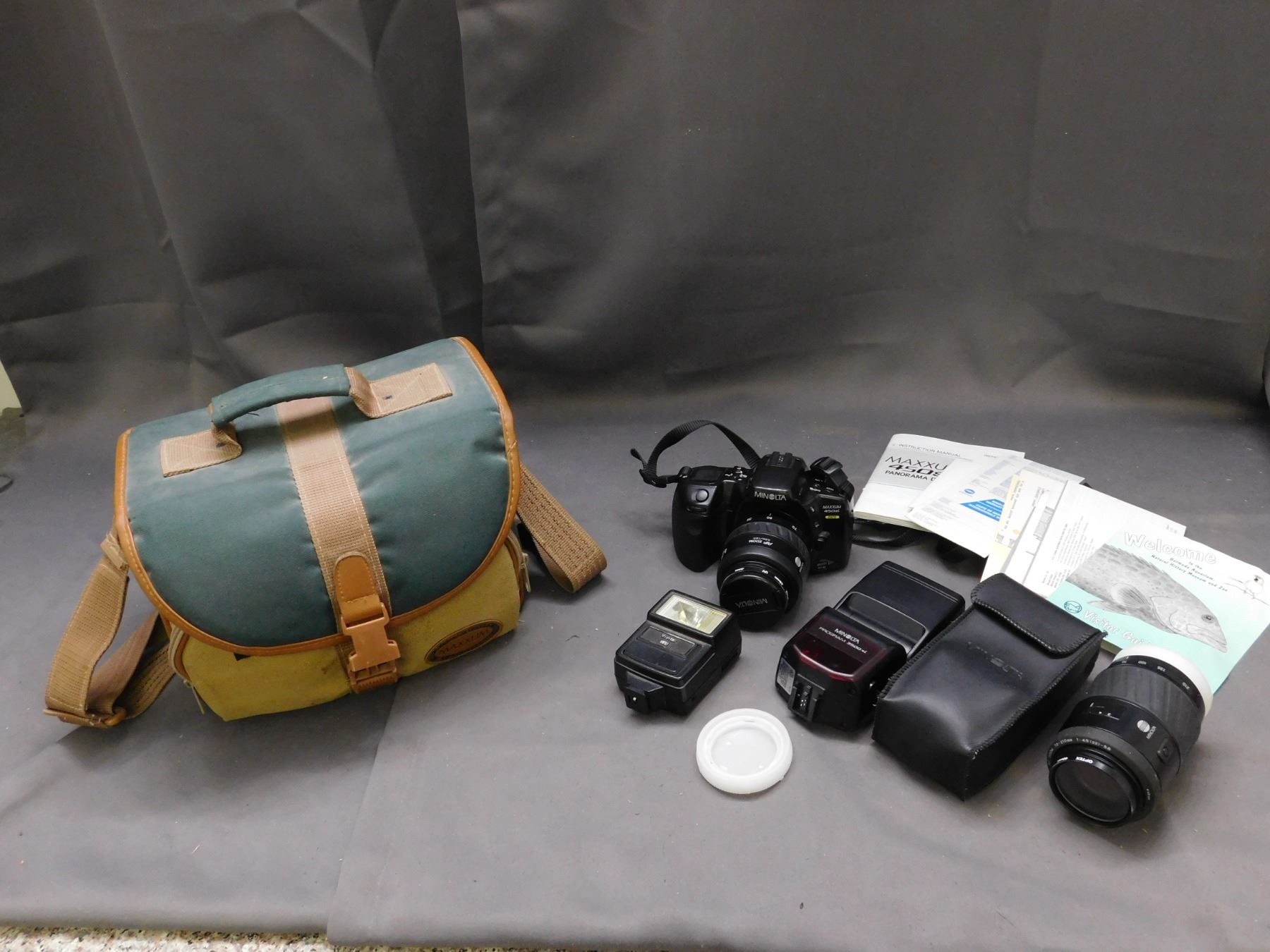 Minolta Maxxum 450 SL Camera w 35-70mm Lens, 3500xi Flash, Vivitar 125 ...