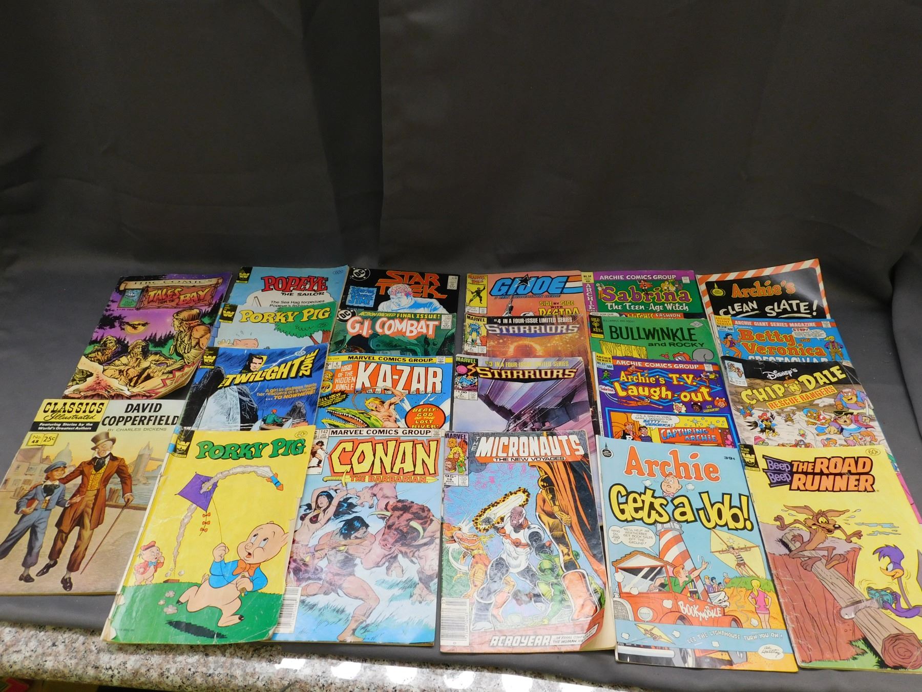 Lot of 22 Vintage Comic Books, Star Trek, Archie, Conan, Classics, Chip ...