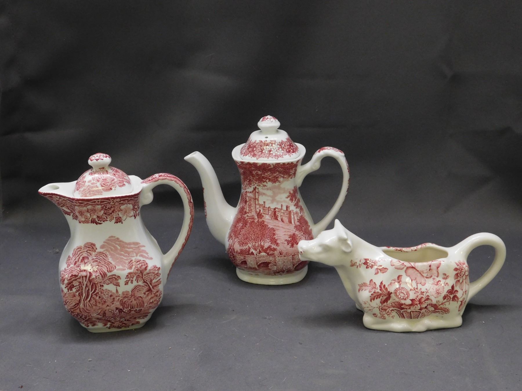 Small Crown Devon Fine Bone China Tea Pots & Cream Cow Pitcher