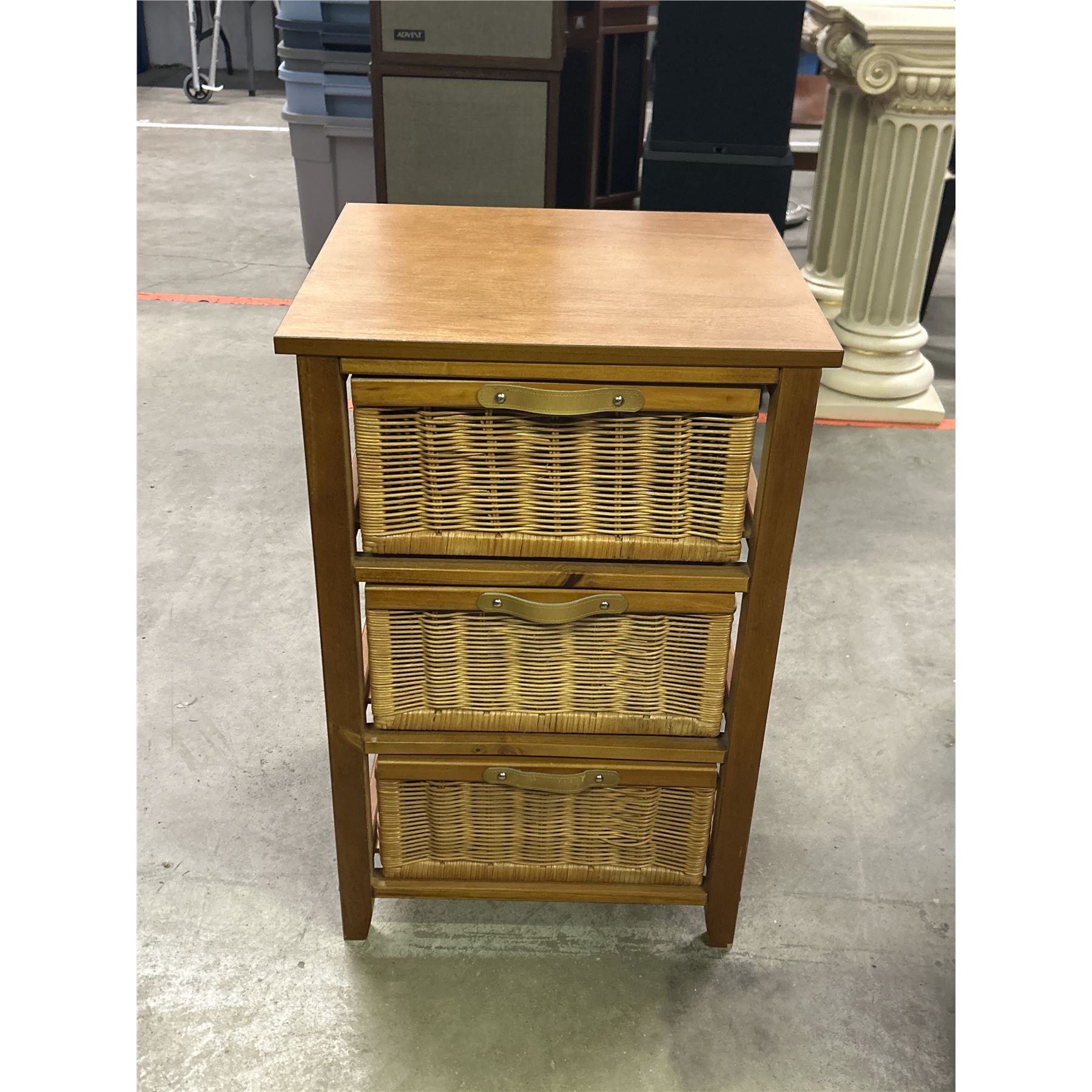 Wood & Wicker Storage Unit Boho Bathroom Wood