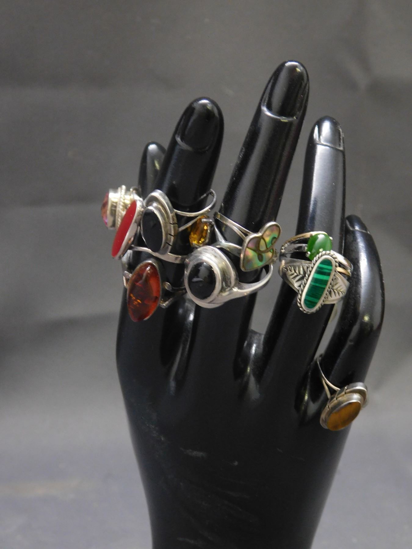 Lot of 10 Stamped 925 Sterling Silver Rings Various Sizes and Styles ...