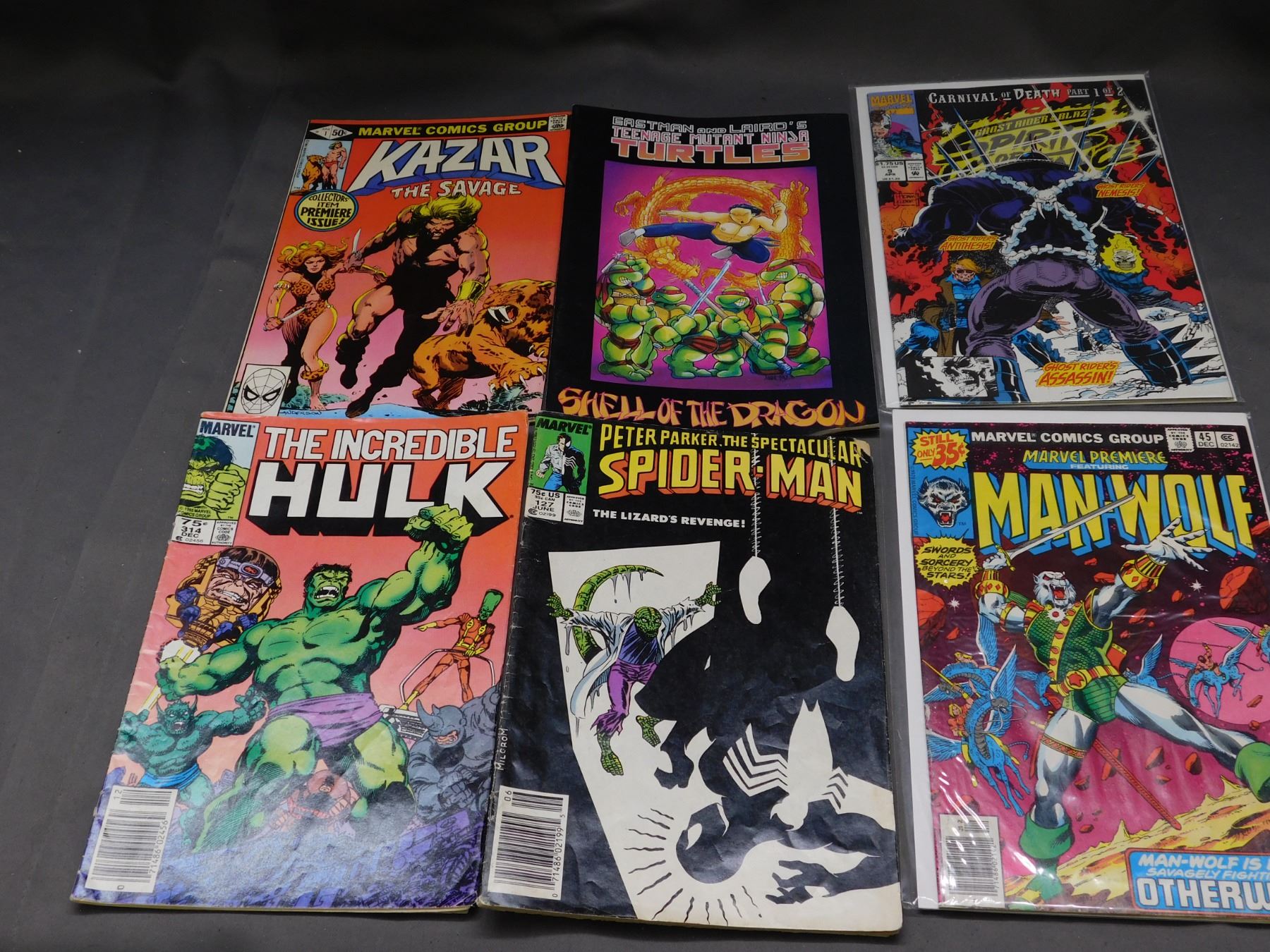 Lot of 6 Marvel Comics The Incredible Hulk, Spider-Man, Man-Wolf, TMNT ...