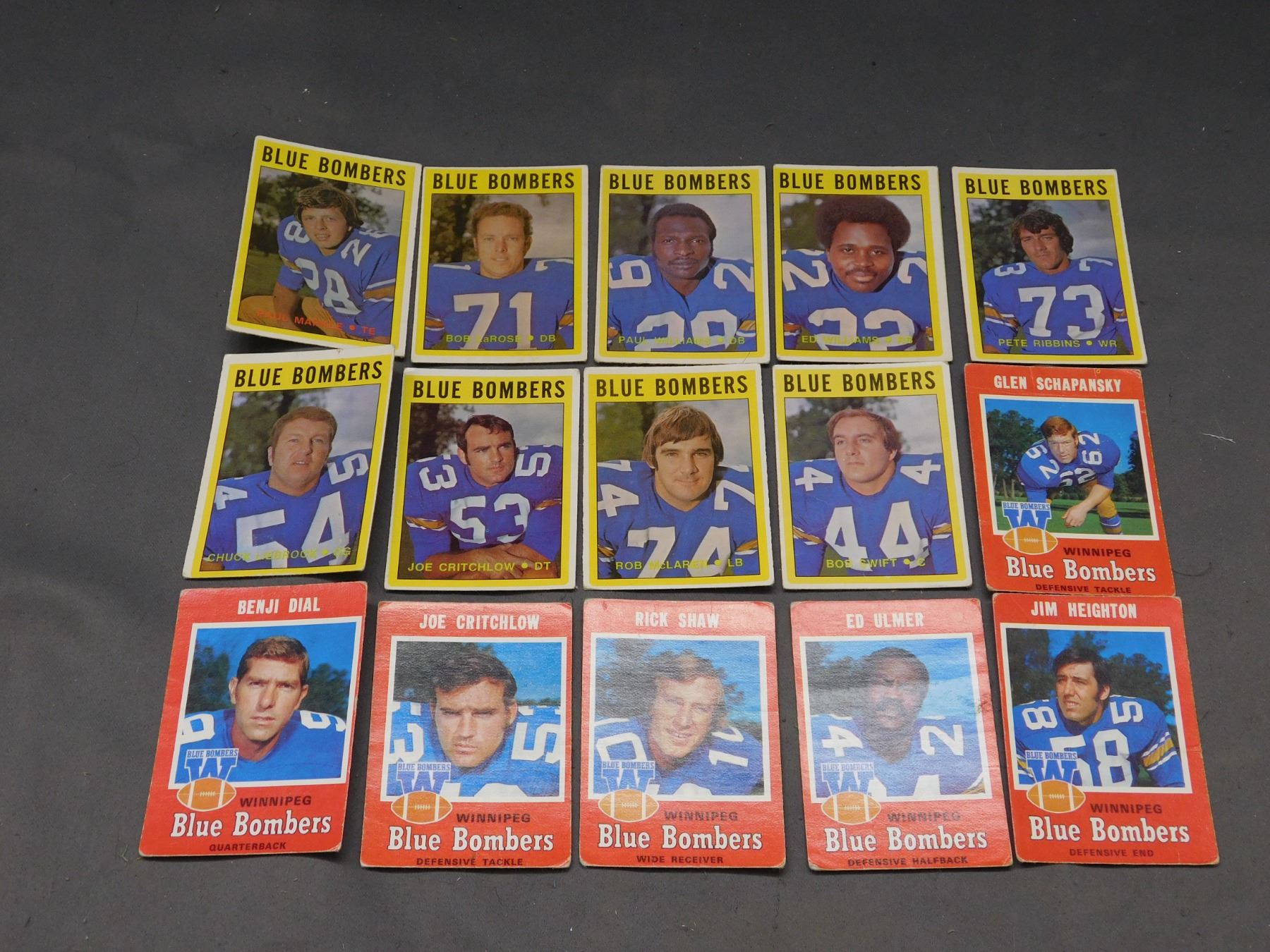 Lot of 15 CFL Winnipeg Blue Bombers Vintage Sports Cards Collectible Cards
