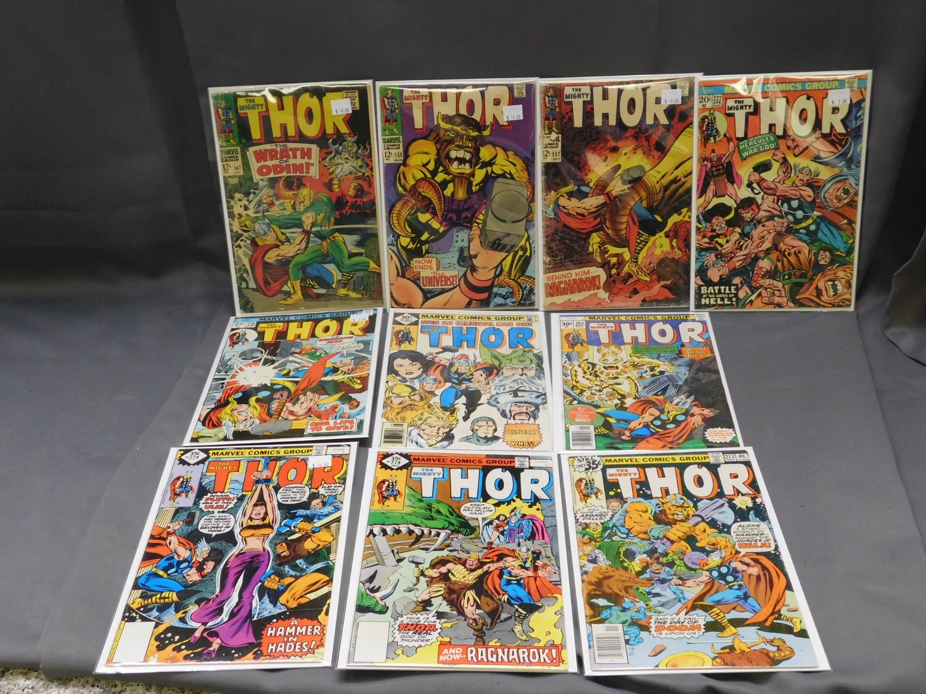Lot of 10 The Mighty THOR Marvel Comics Vintage #147, 155, 157, 222 ...