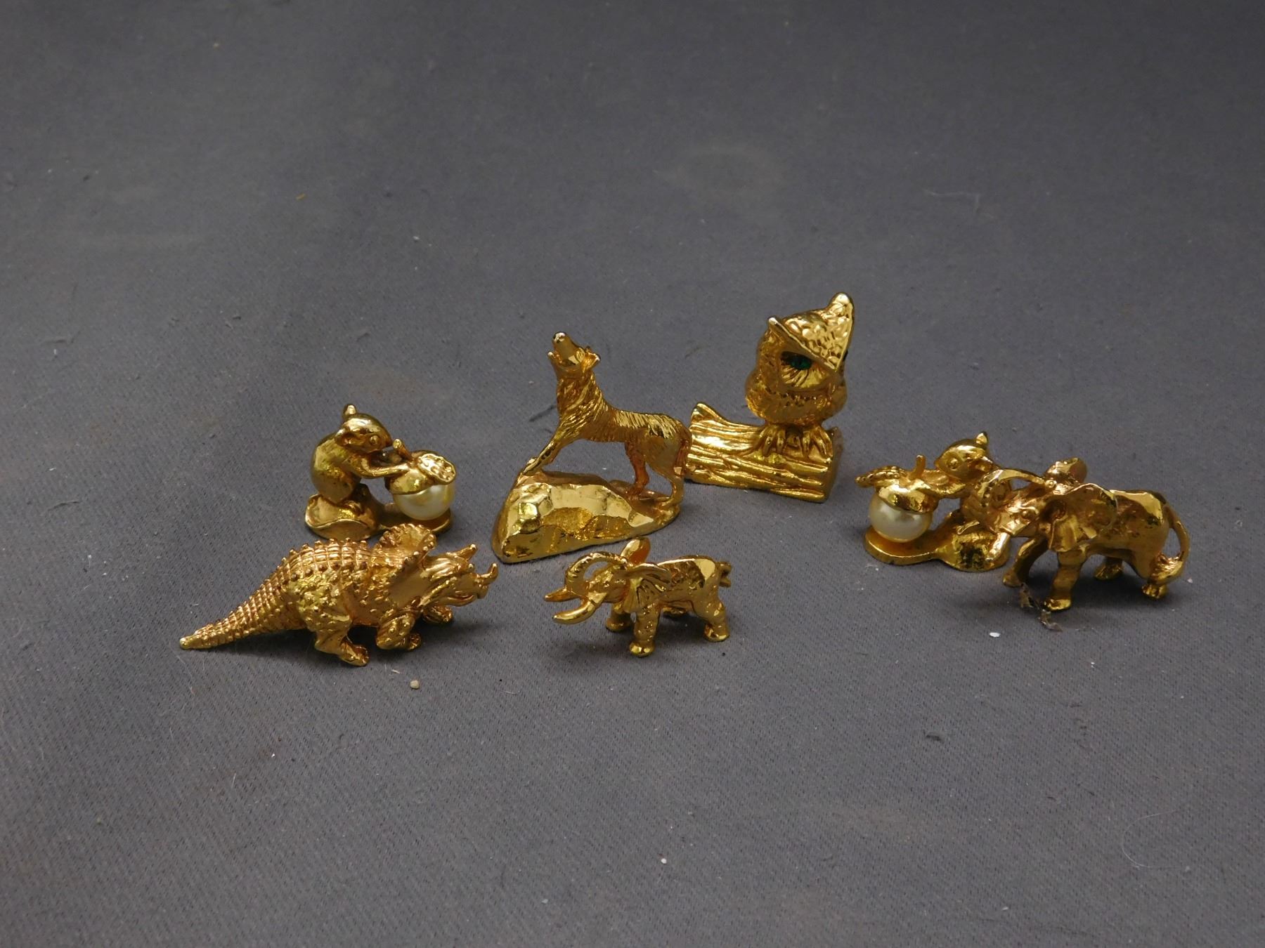 Lot of Miniature Gold Tone Animal Figurines