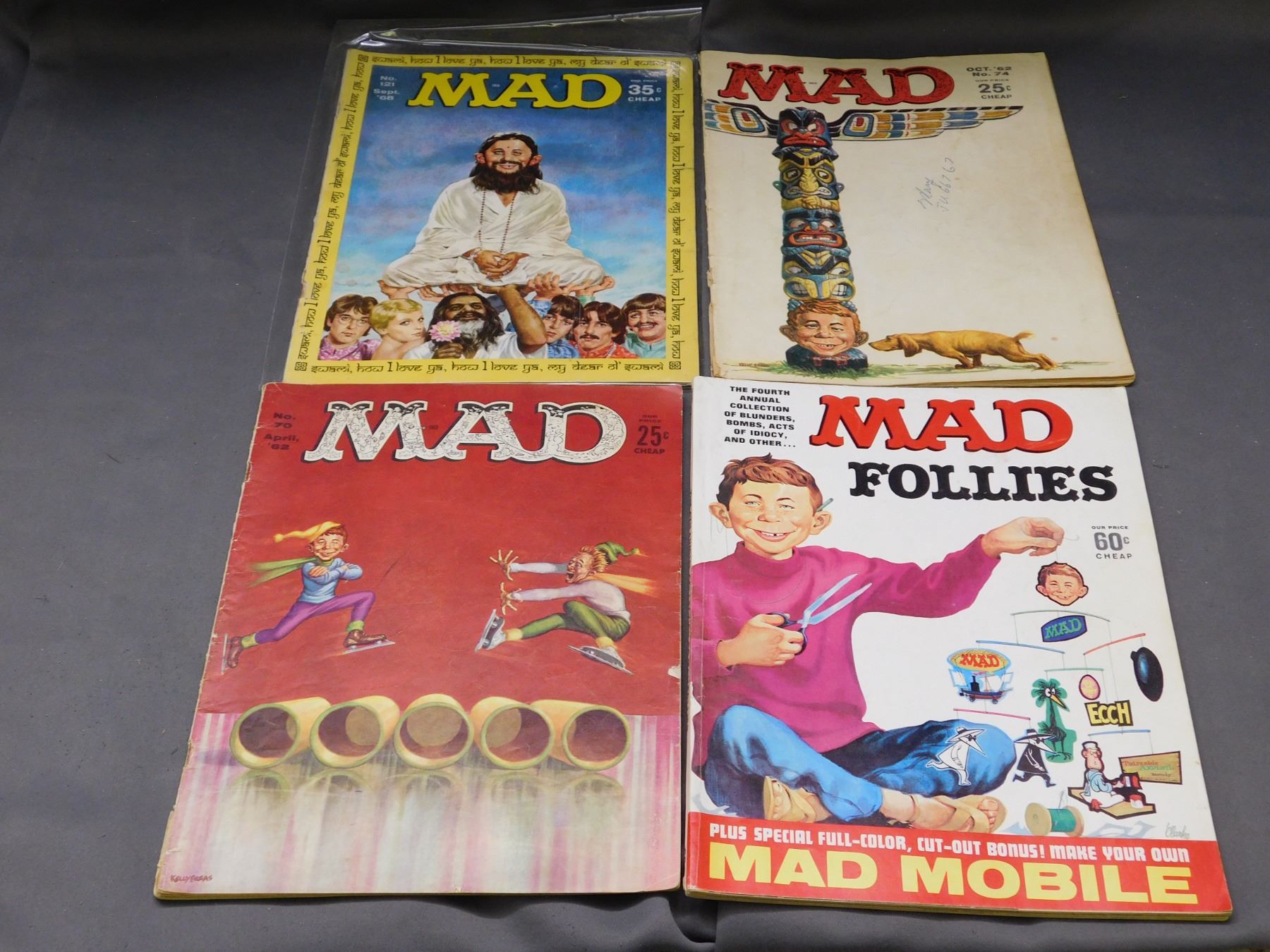 Lot of 4 1960s MAD Magazines