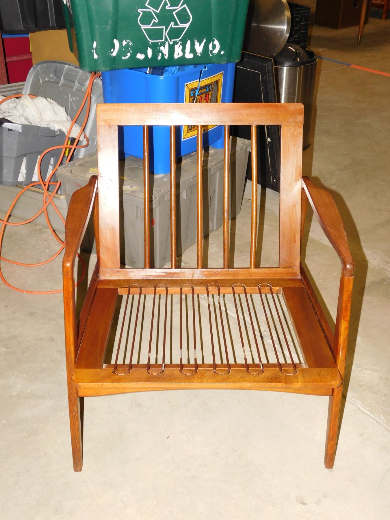 MCM Mid Century Modern Walnut Lounge Chair Spindle Back (no cushions)