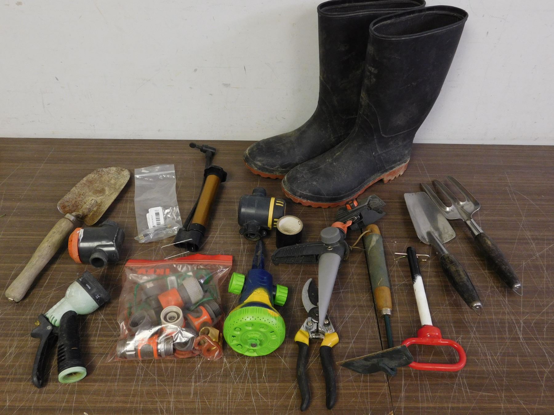 Lot of Rubber Boots, Gardening Hand Tools