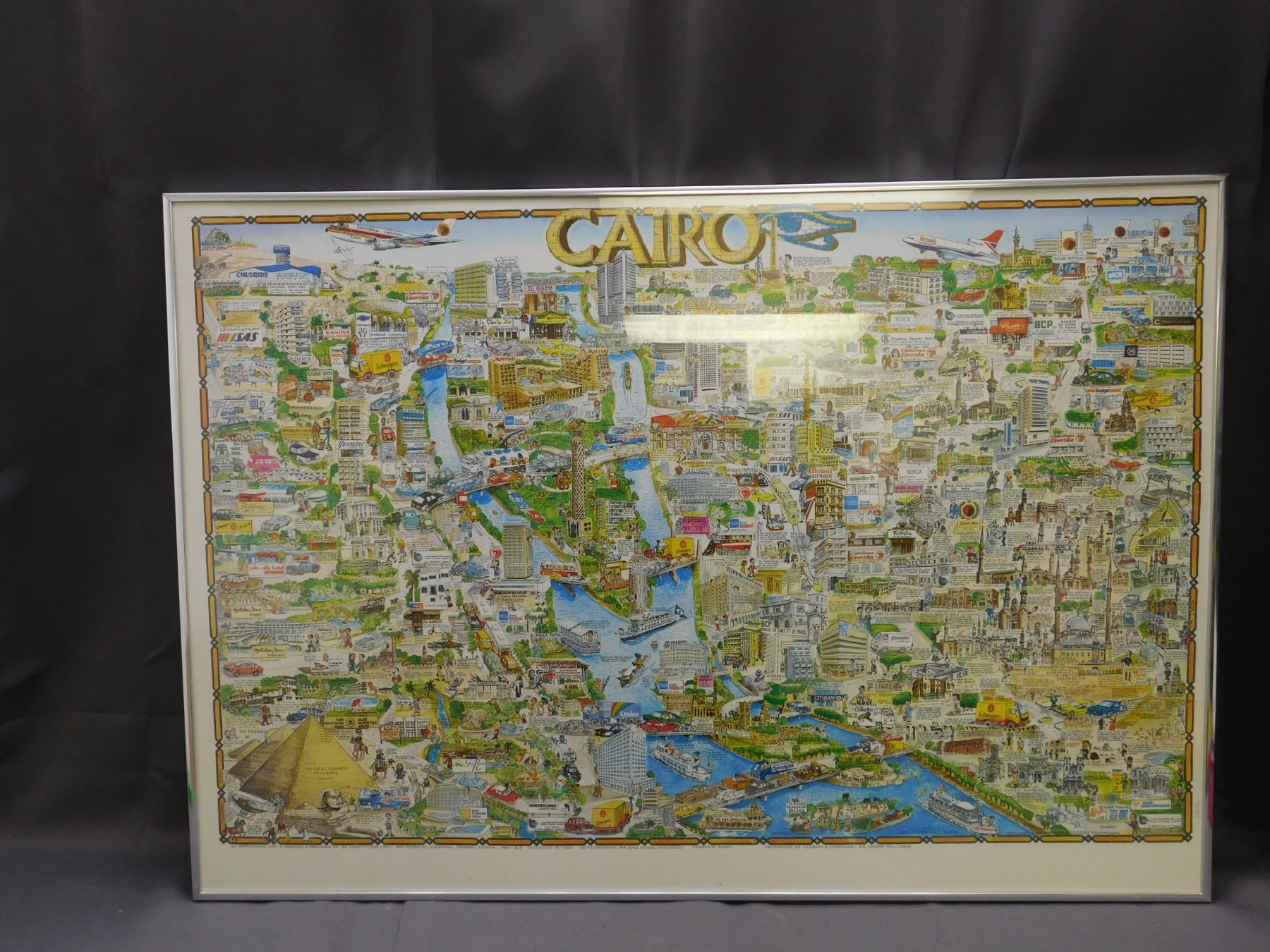 1984 3D Promotional Map Cairo Cartoon Art Print