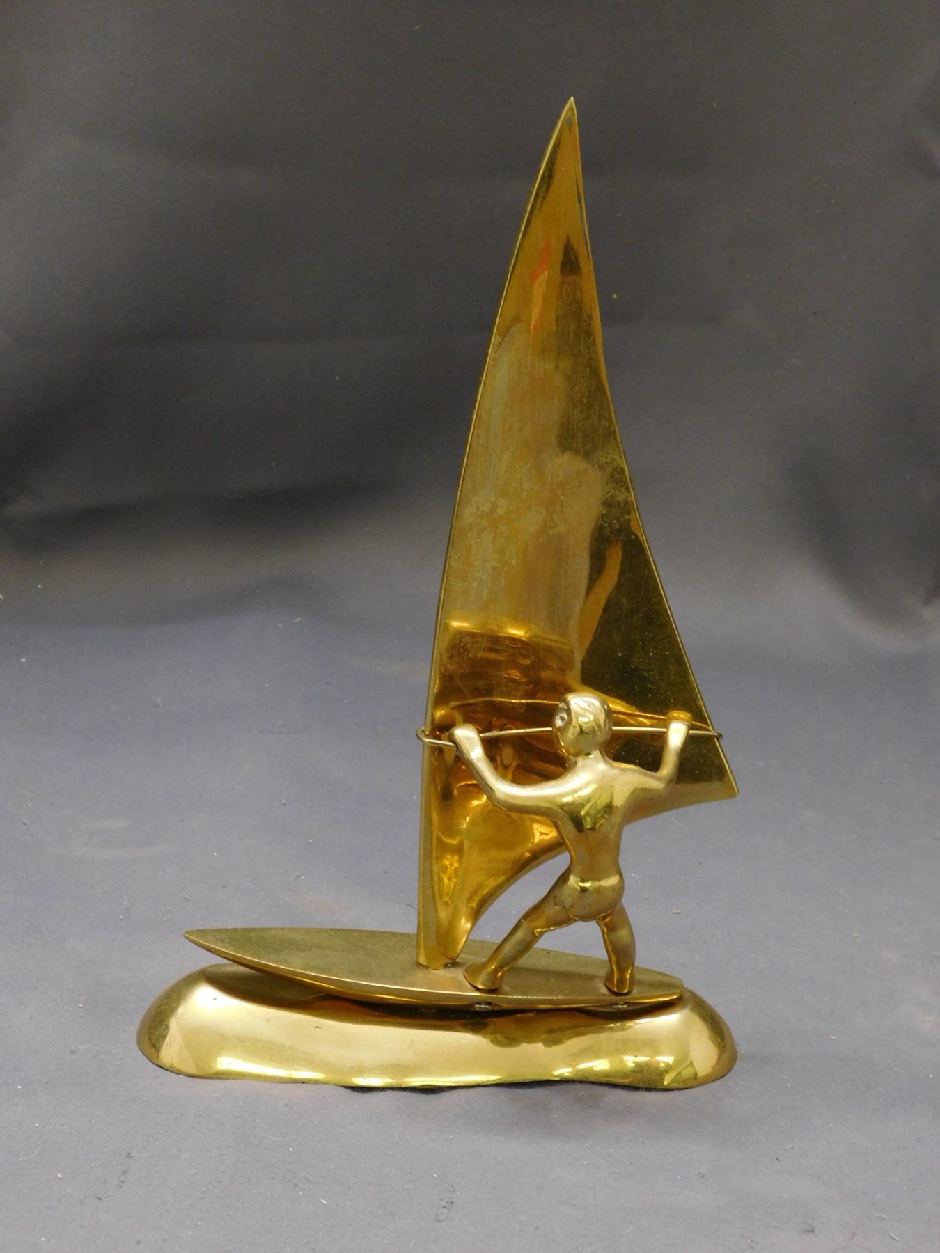Brass Wind Surfing Metal Sculpture 9"