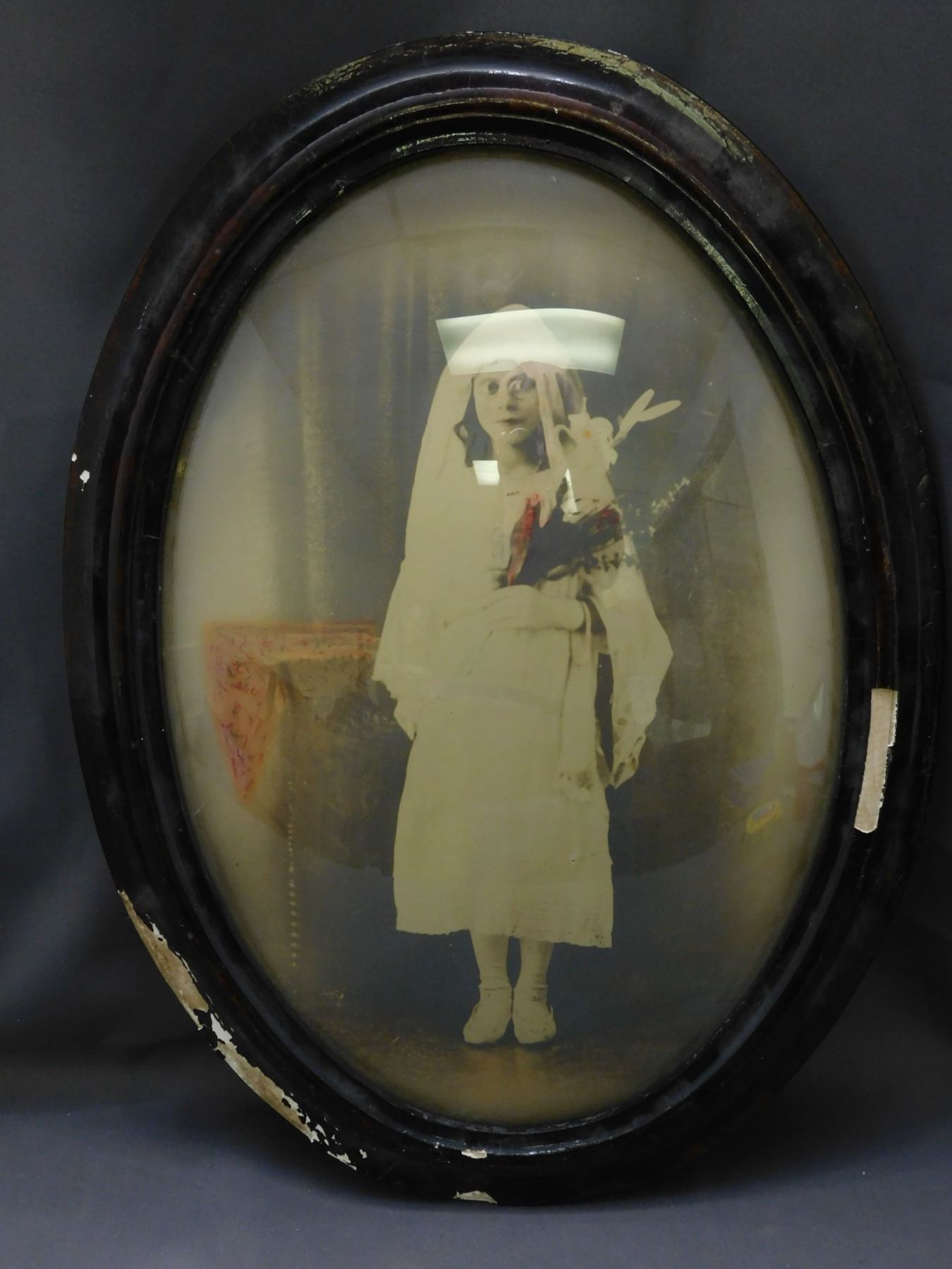 Vintage Antique Convex Domed Wall Hanging Framed Photo Print