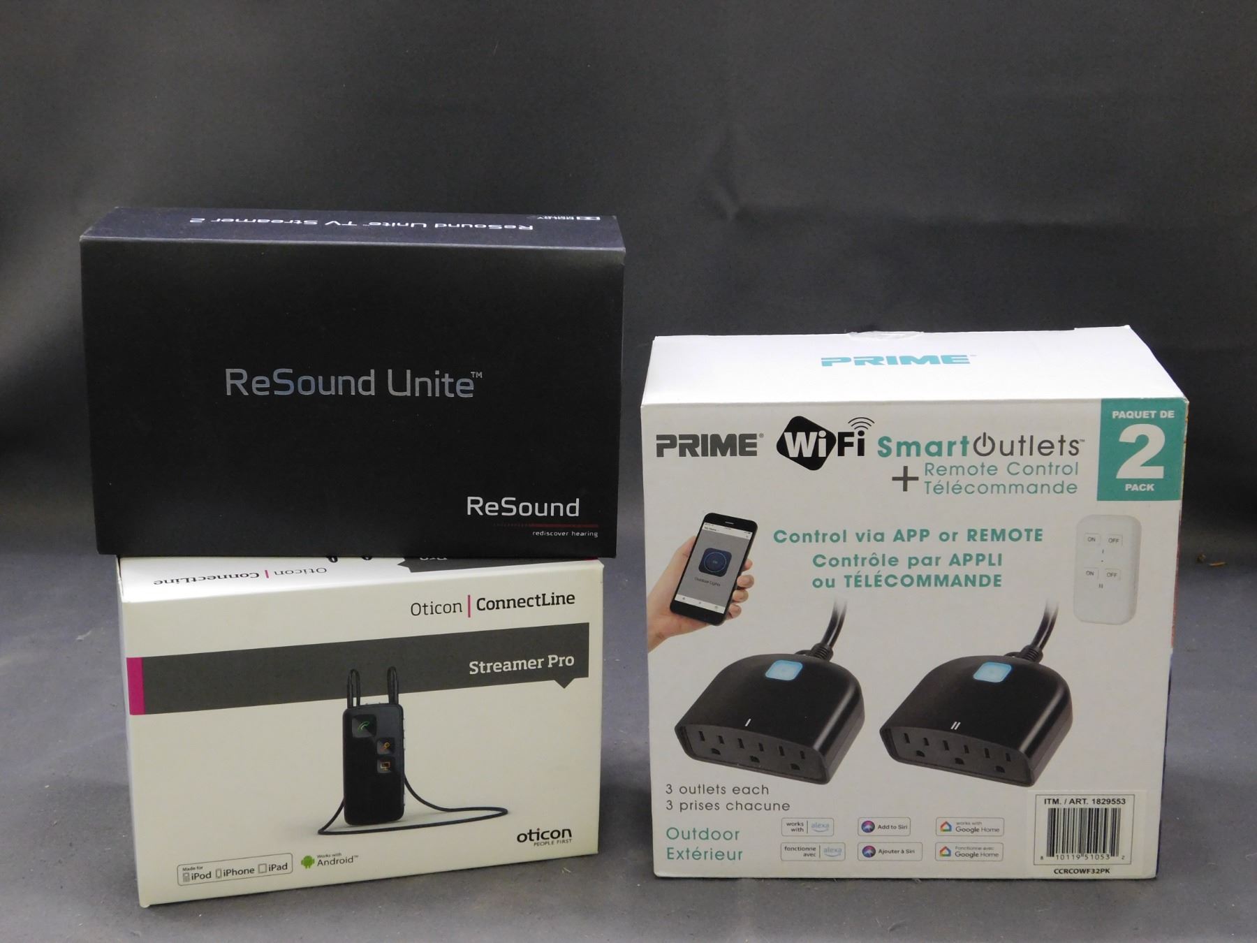 Lot of 3 ReSound Unite TV Streamer, Oticon ConnectLine Streamer Pro and ...