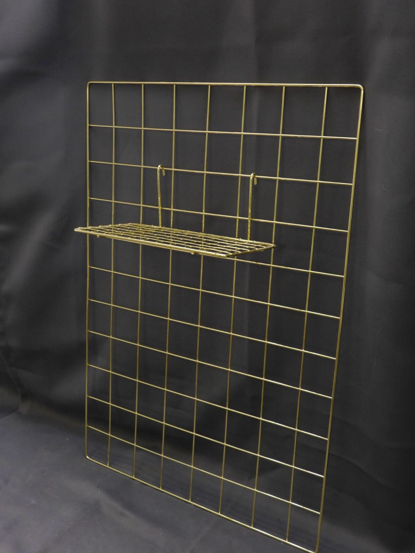 Gold Tone Metal Wire Rack with Small Shelf
