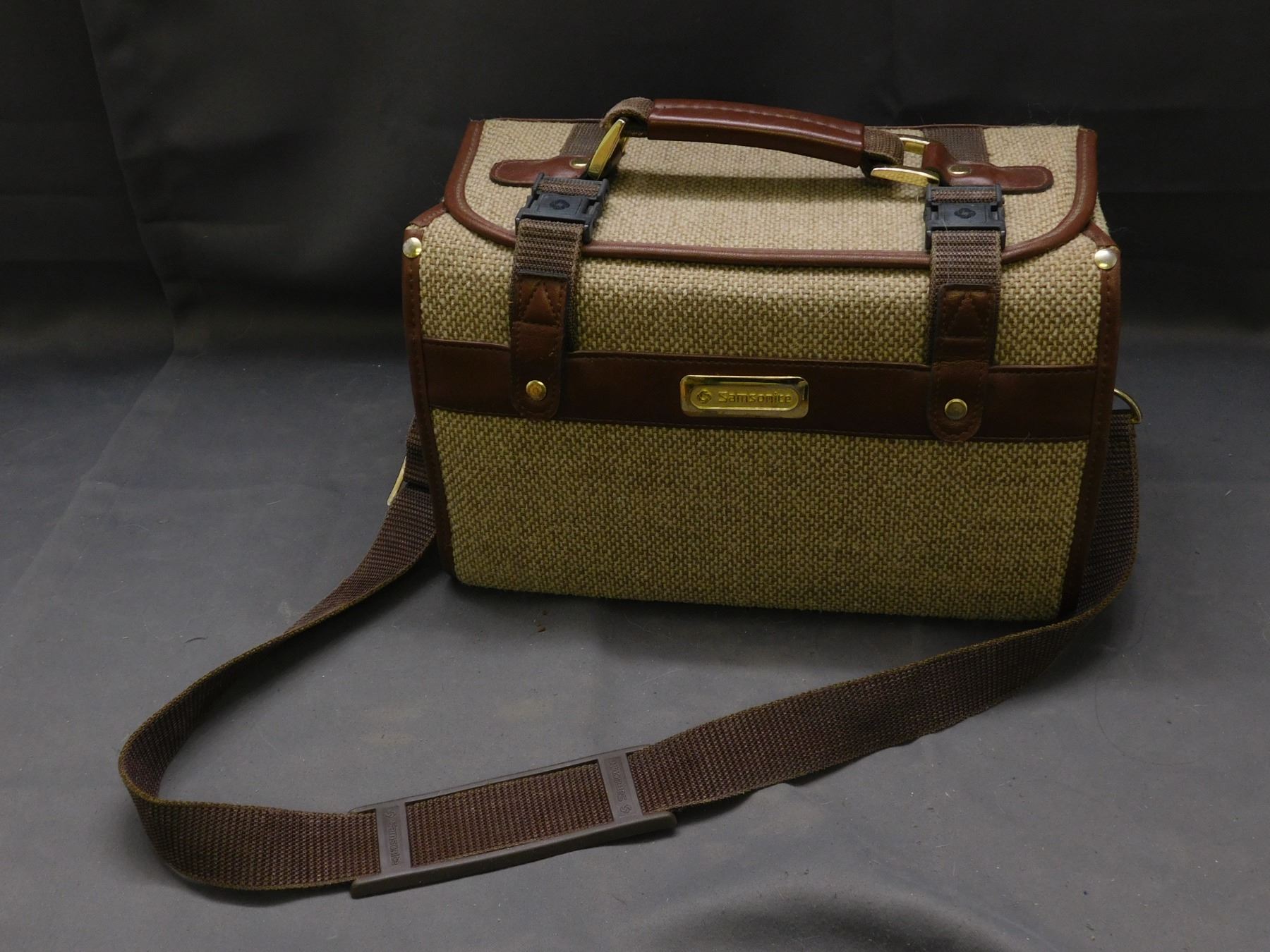 Samsonite Canvas and Brown Leather Camera Bag