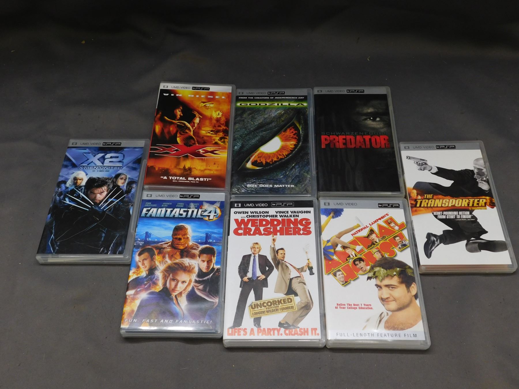 Lot of 8 UMD PSP Games Predator, Godzilla, Trainspotter, Wedding ...
