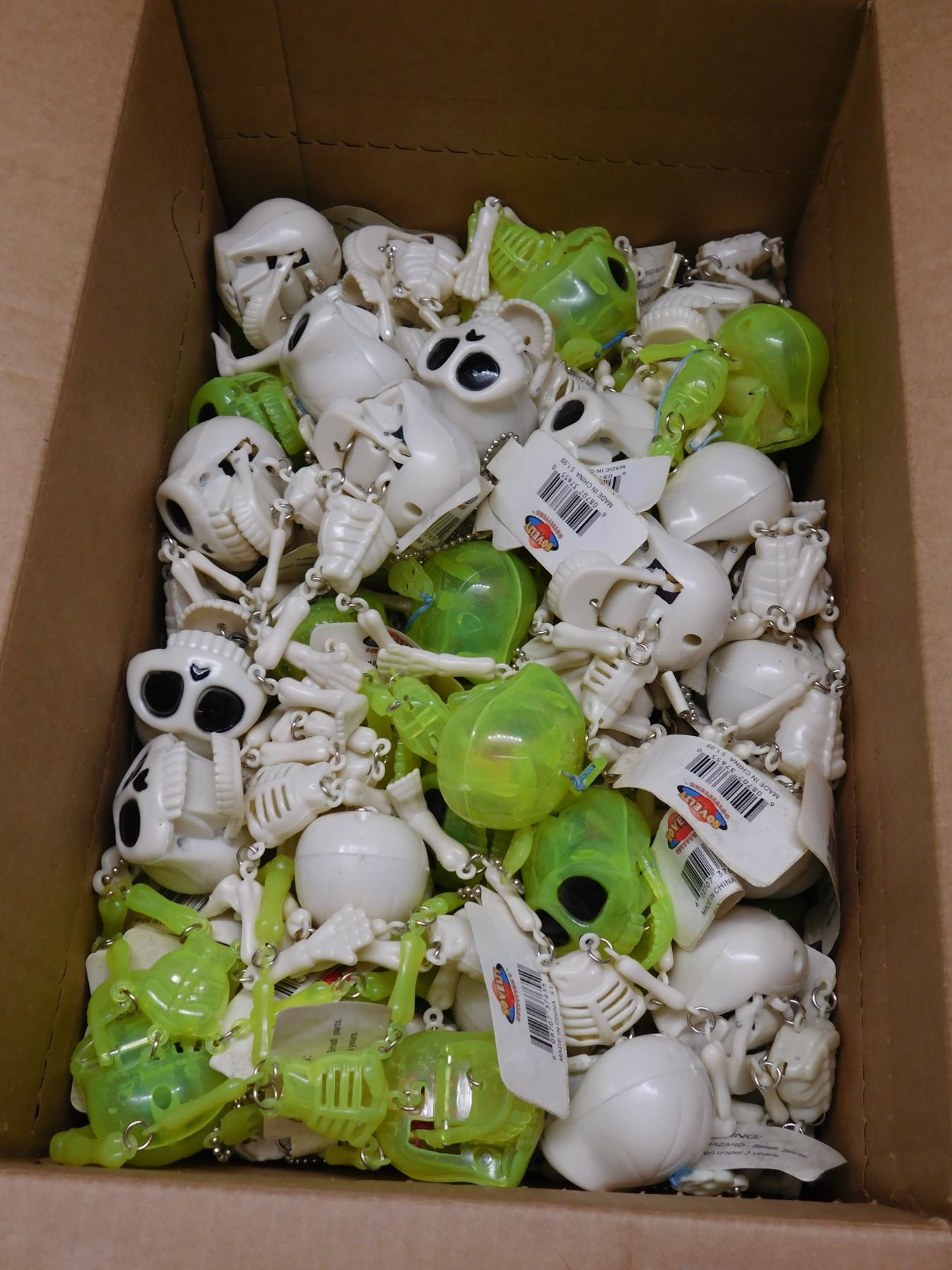 Box of Pull String Chattering Keychain Skeletons