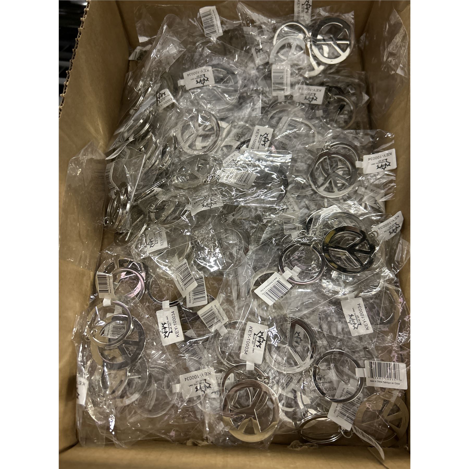 100 NOS Metal Peace Sign Symbol Keychains