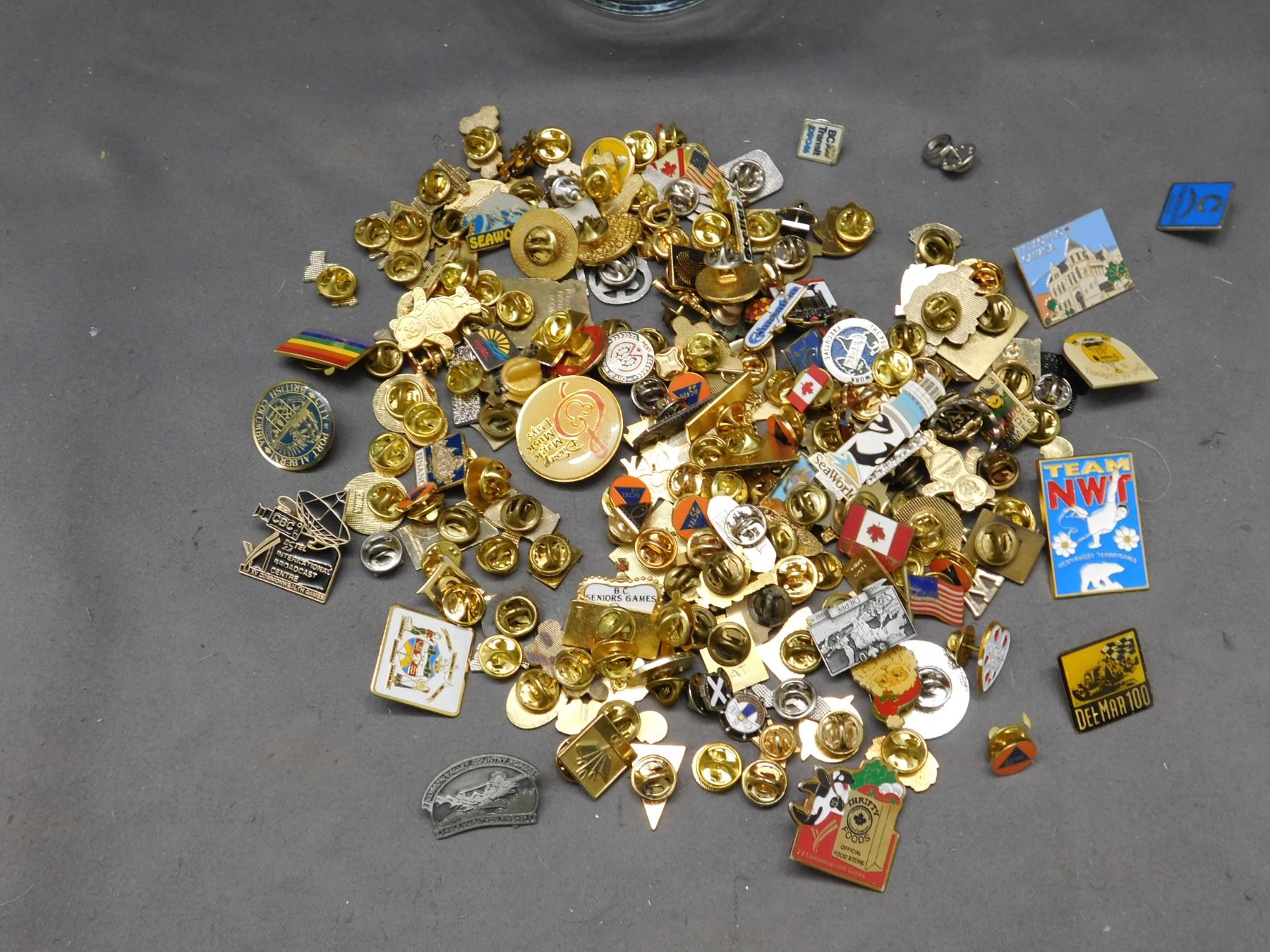 Lot of Assorted Pins Buttons Travel Novelty, Canadiana, etc