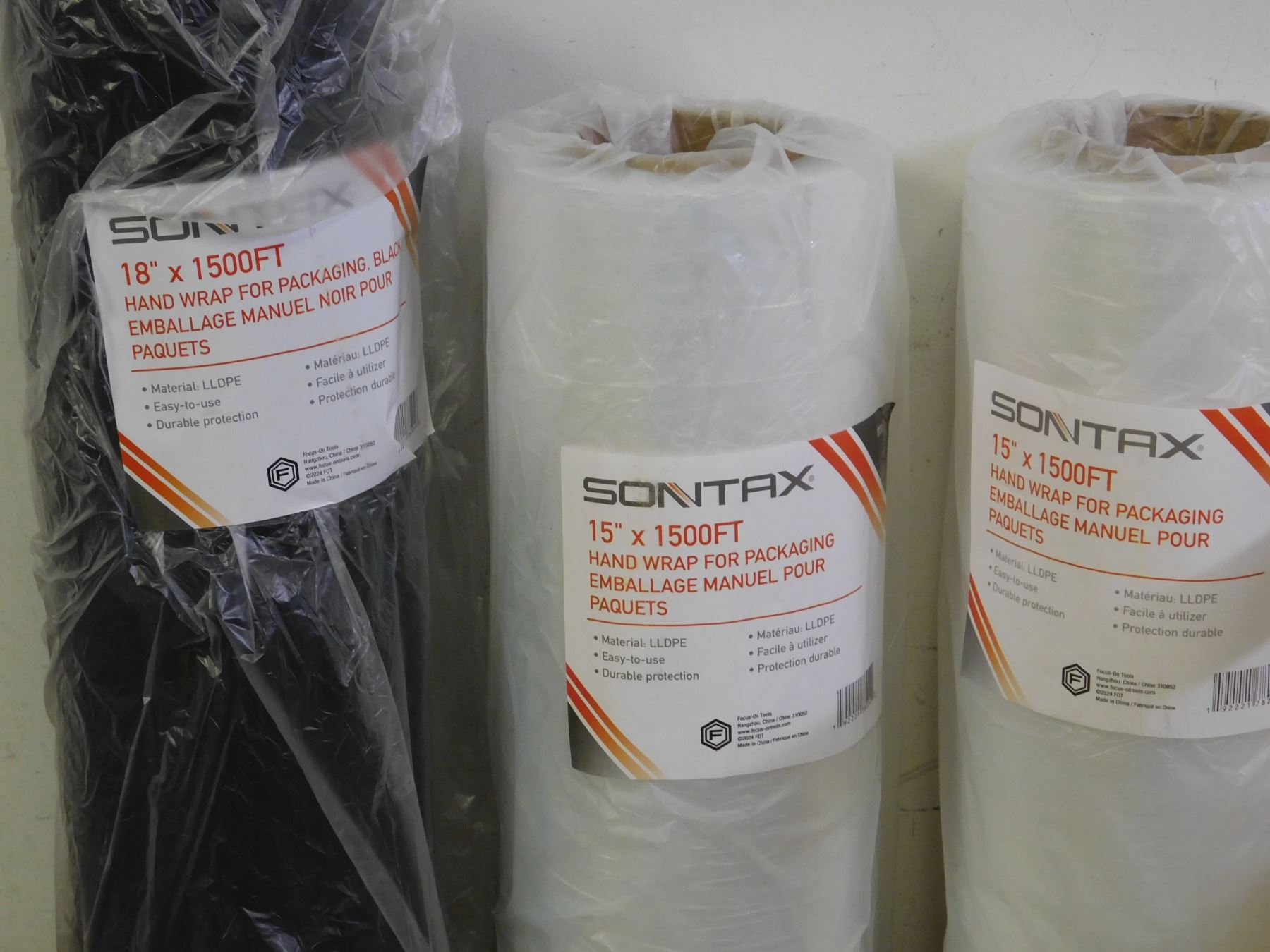 Lot of Plastic Packing Wrap Rolls, Crate 15" & 18" x 1500ft