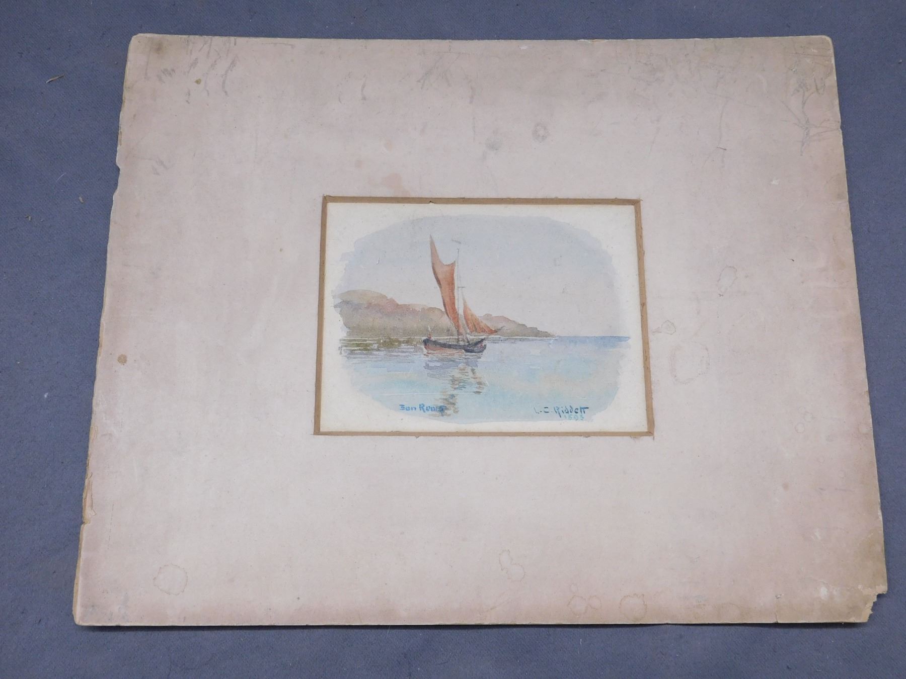 1893 Watercolour Painting by LC Riddett Antique Original Painting
