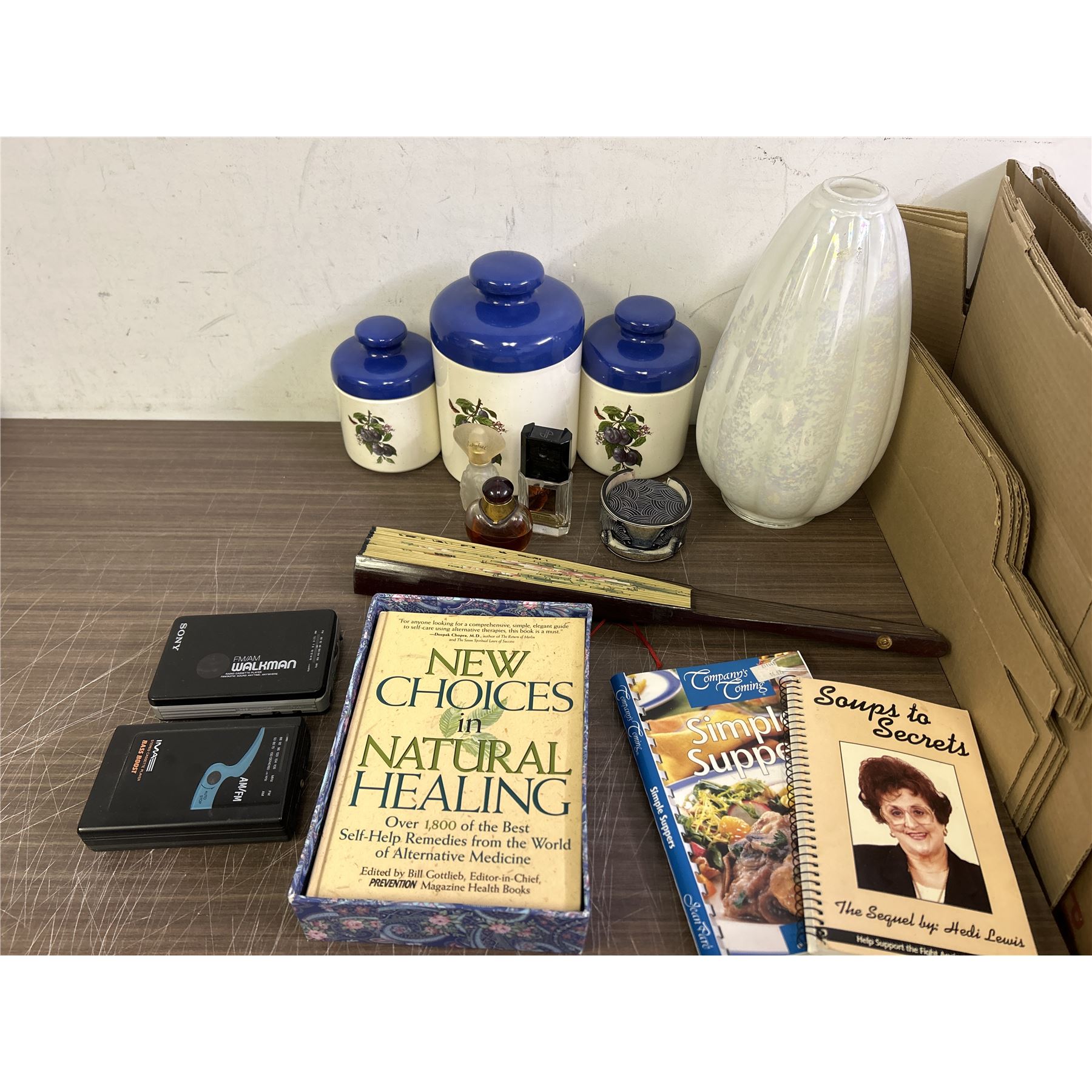 END OF THE RUN Canister Set, Perfumes, Lamp Shade, Fan, Books