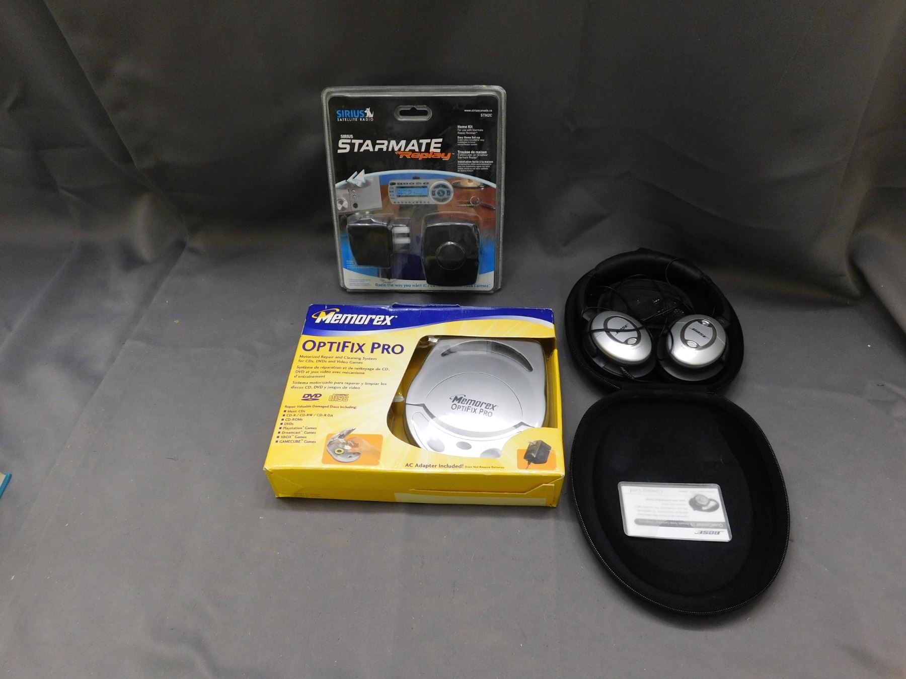 Lot of 3 BOSE Headphones, Sirius XM Starmate Replay and Otifix Pro Disk ...