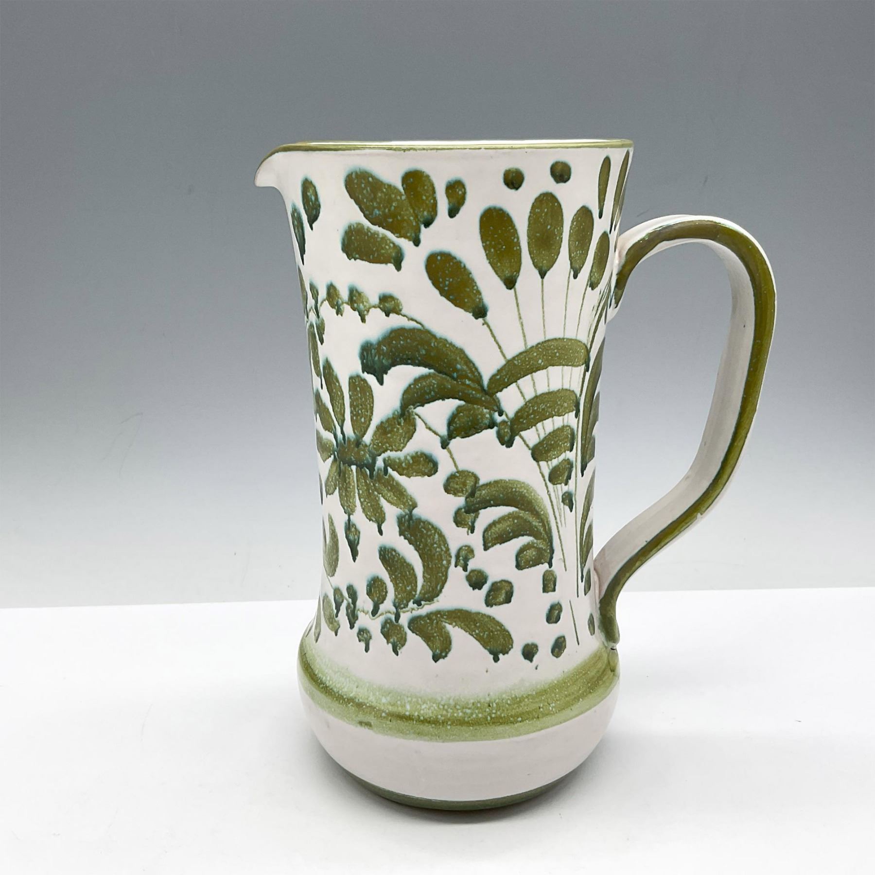 Holt and Howard Italian Ceramic Pitcher, Green Leaves