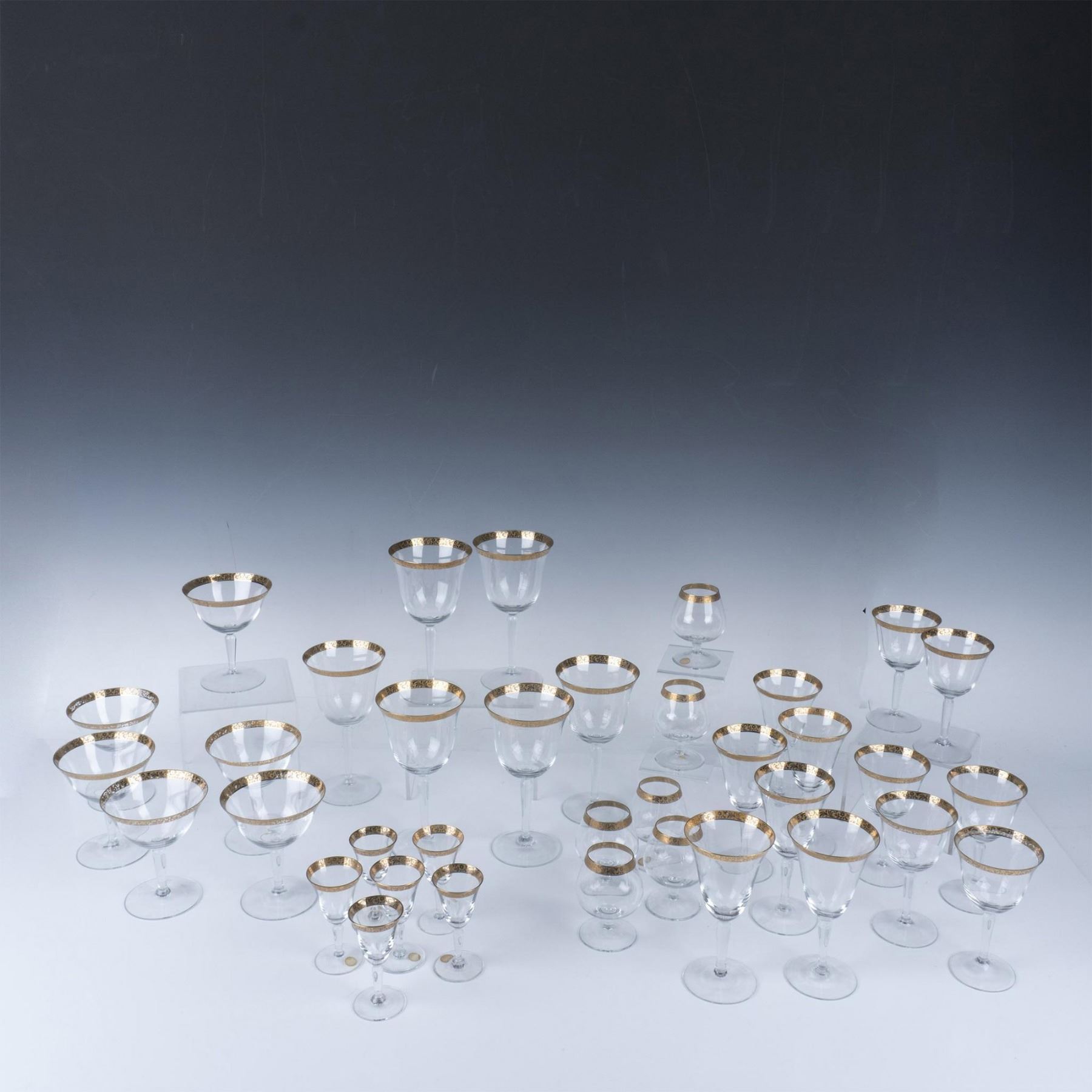 36pc German Elegant Gilded Glasses and Stemware