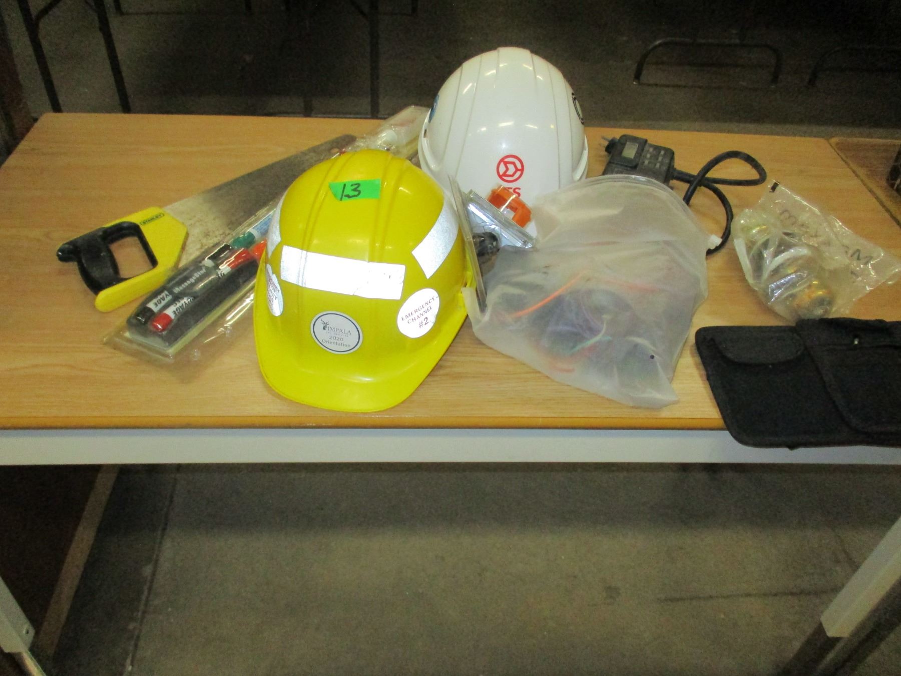 FLAT C/W HARD HATS, MESSAGE BOARD KIT, ETC